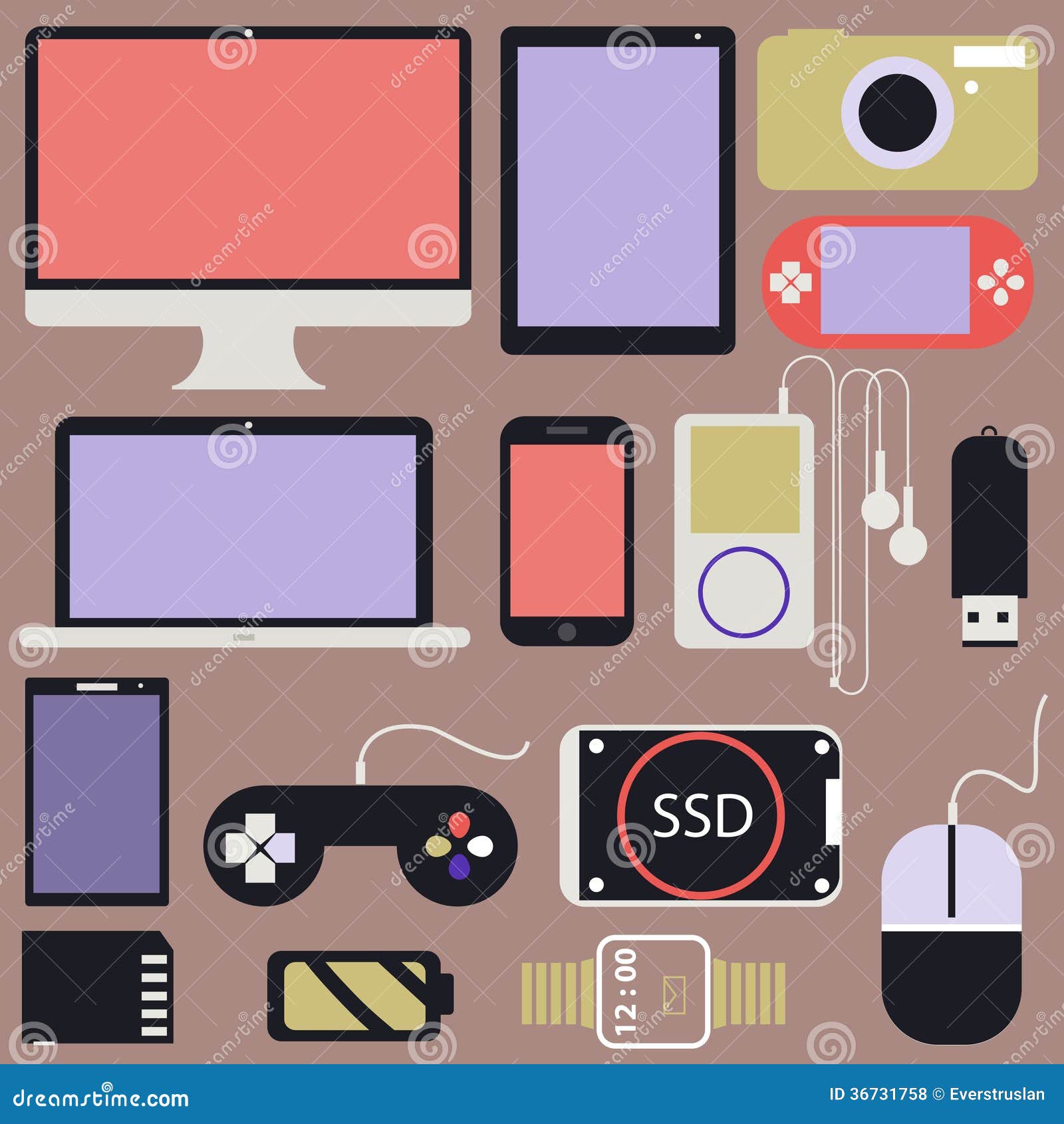 Gadget and Other Electronics Flat Design Stock Vector - Illustration of ... Gadget and Other Electronics Flat Design Stock Vector - Illustration of ...