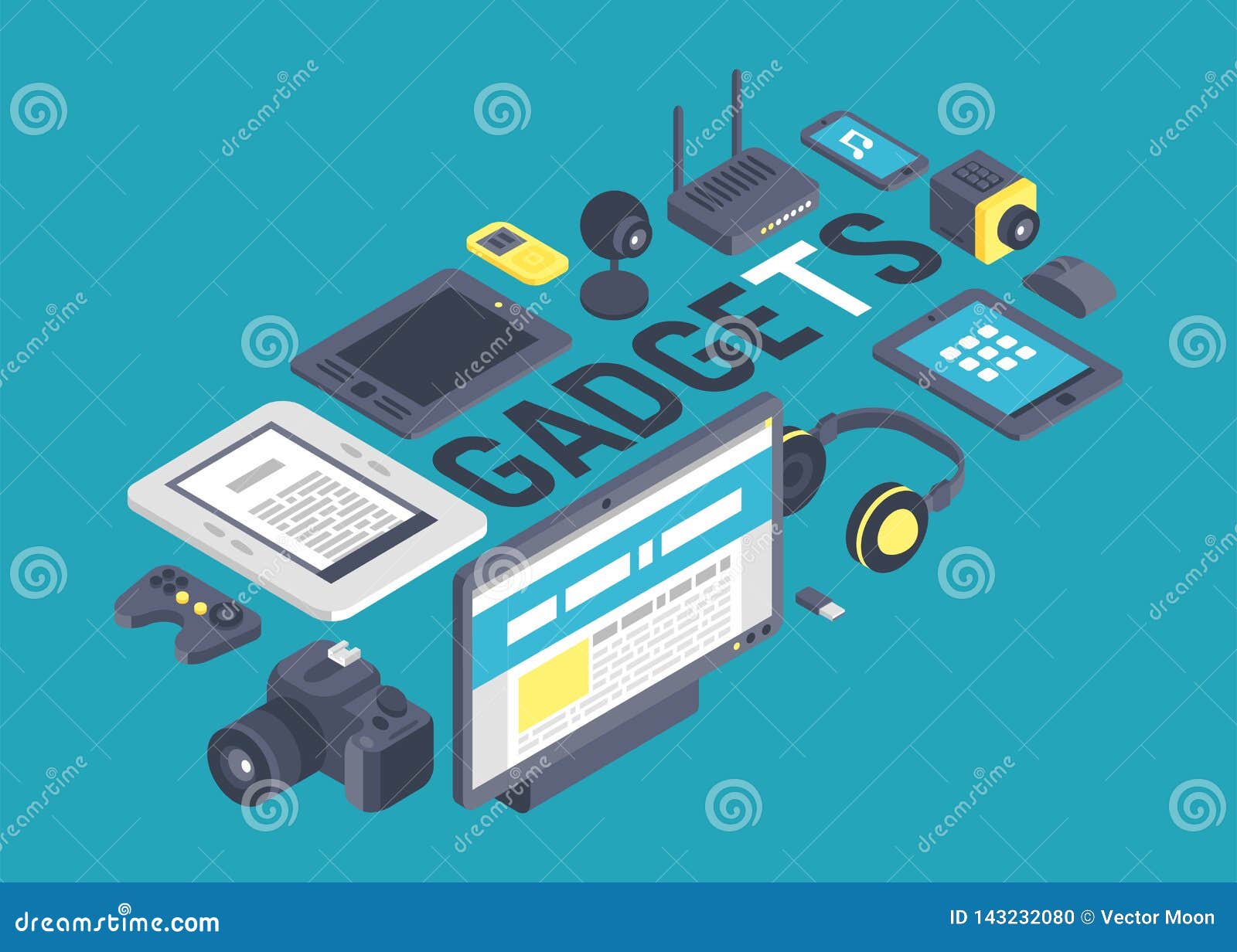 Gadget Pattern Vector Digital Device with Display of Laptop Tablet ...