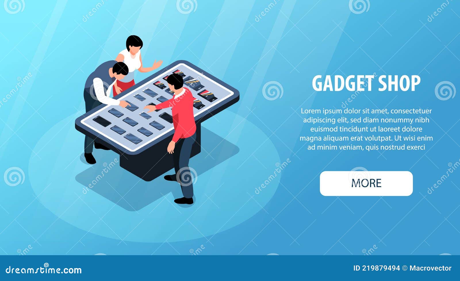 Gadget Shop Horizontal Banner Stock Vector - Illustration of retail ...