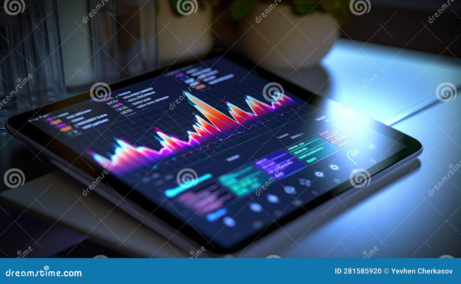 Gadget Showing a Profit Chart on the Screen. Created with Generative AI ...