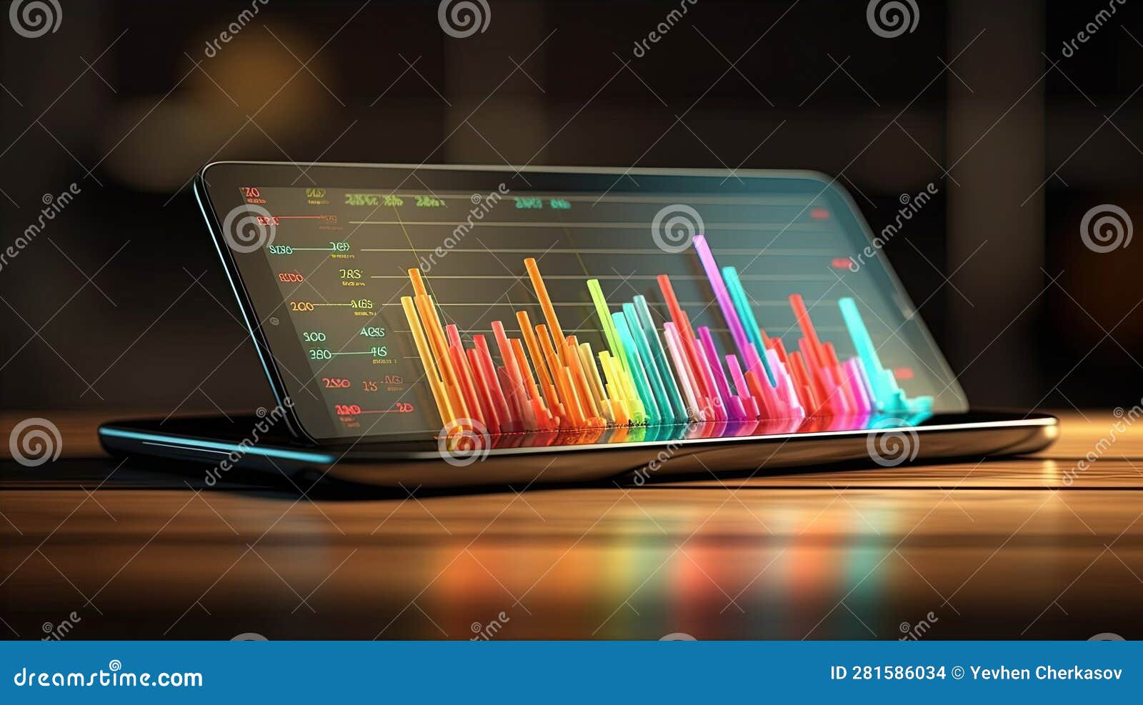 Gadget Showing a Profit Chart on the Screen. Created with Generative AI ...