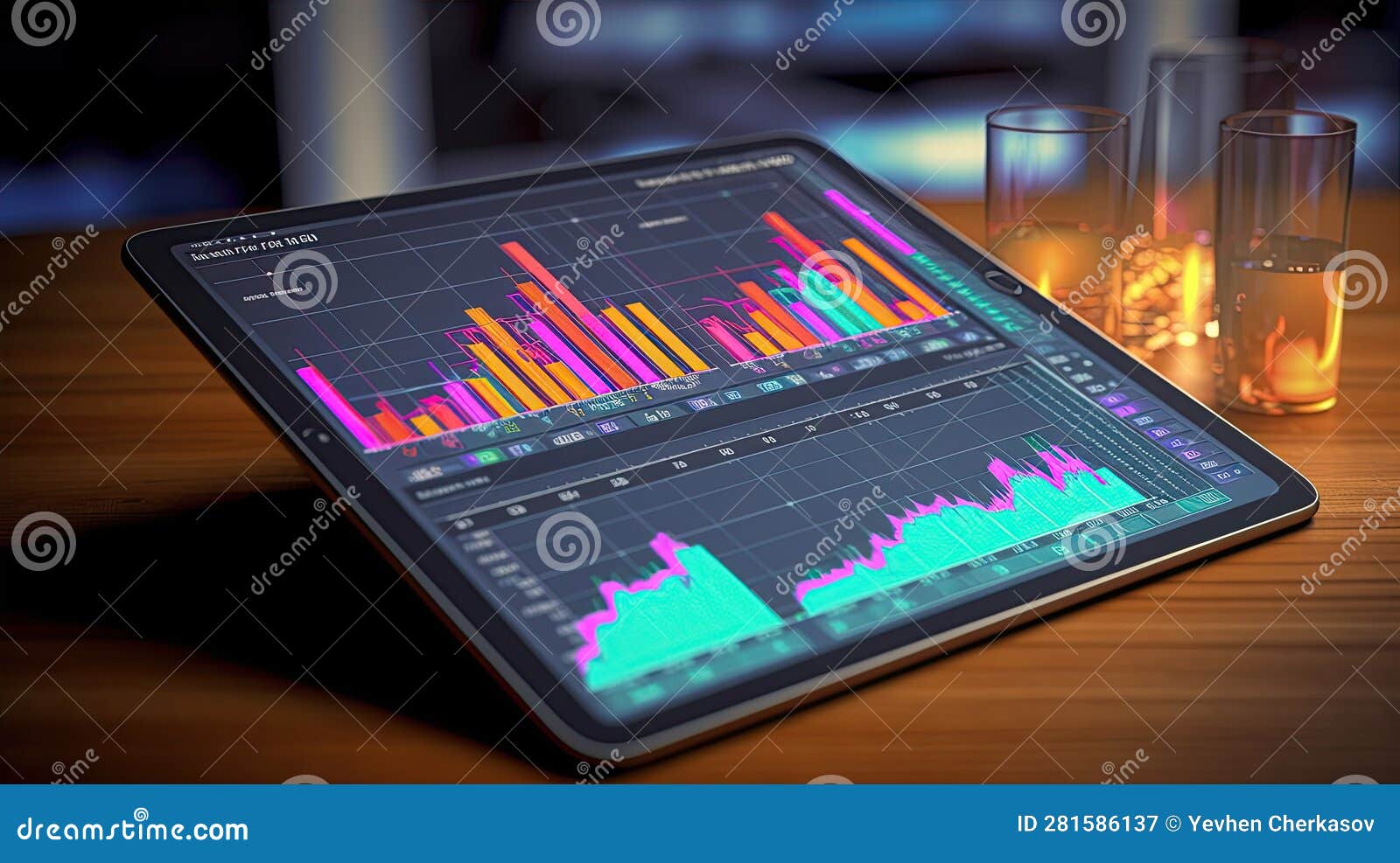 Gadget Showing a Profit Chart on the Screen. Created with Generative AI ...