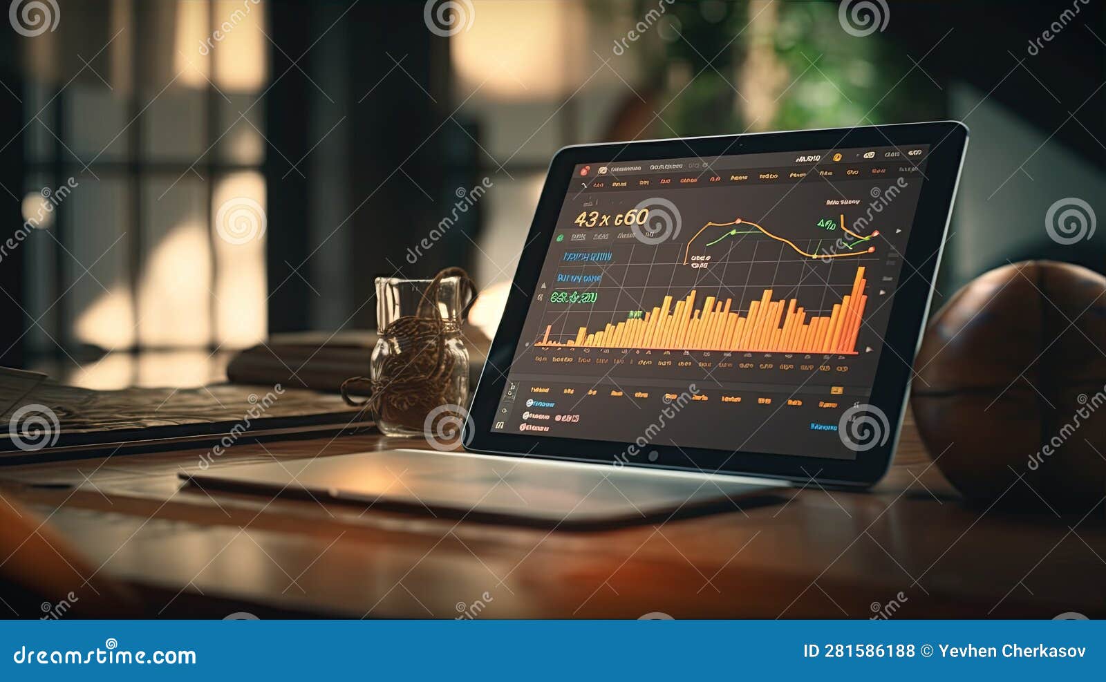 Gadget Showing a Profit Chart on the Screen. Created with Generative AI ...
