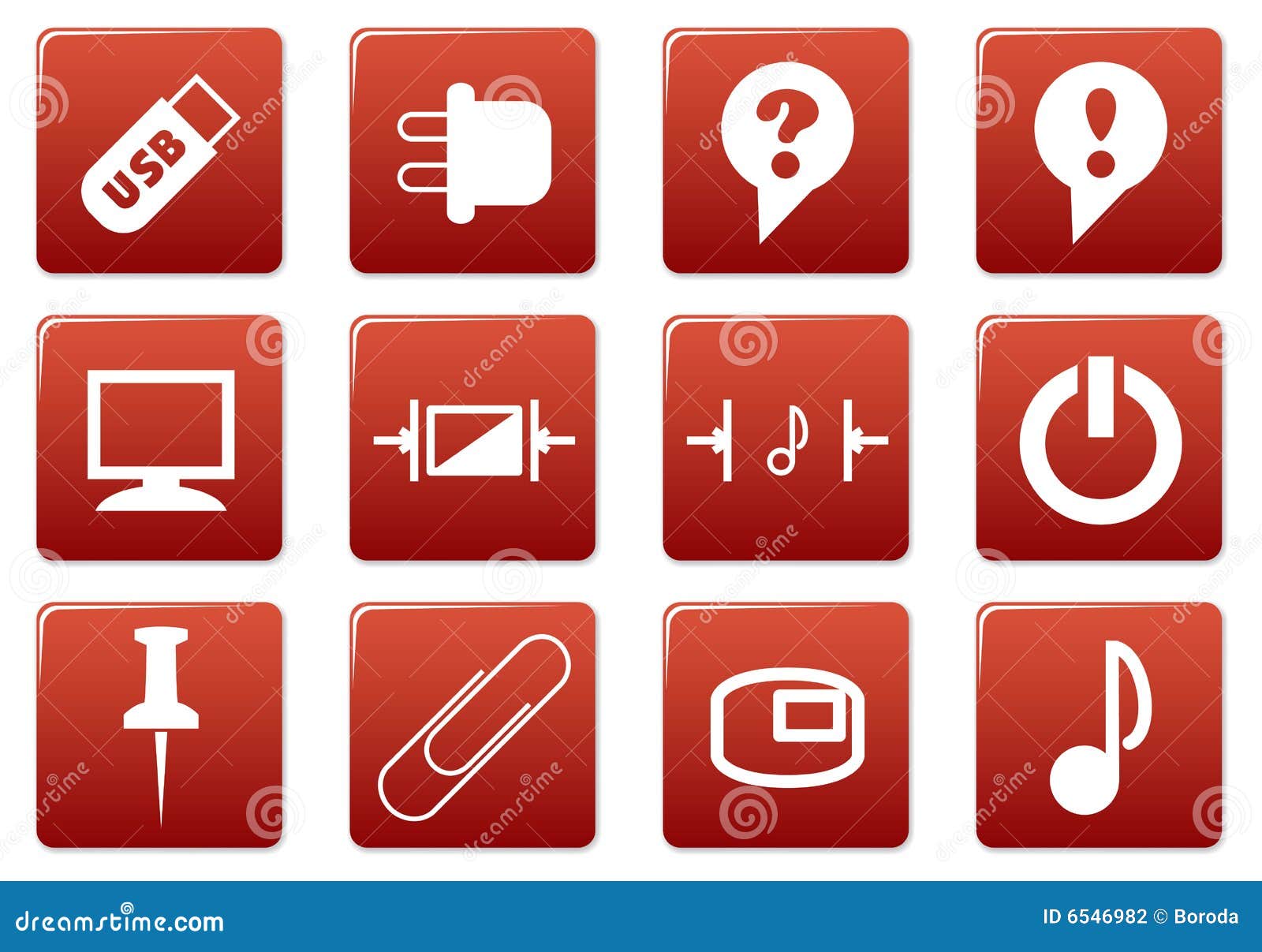 Gadget square icons set. stock vector. Illustration of music - 6546982