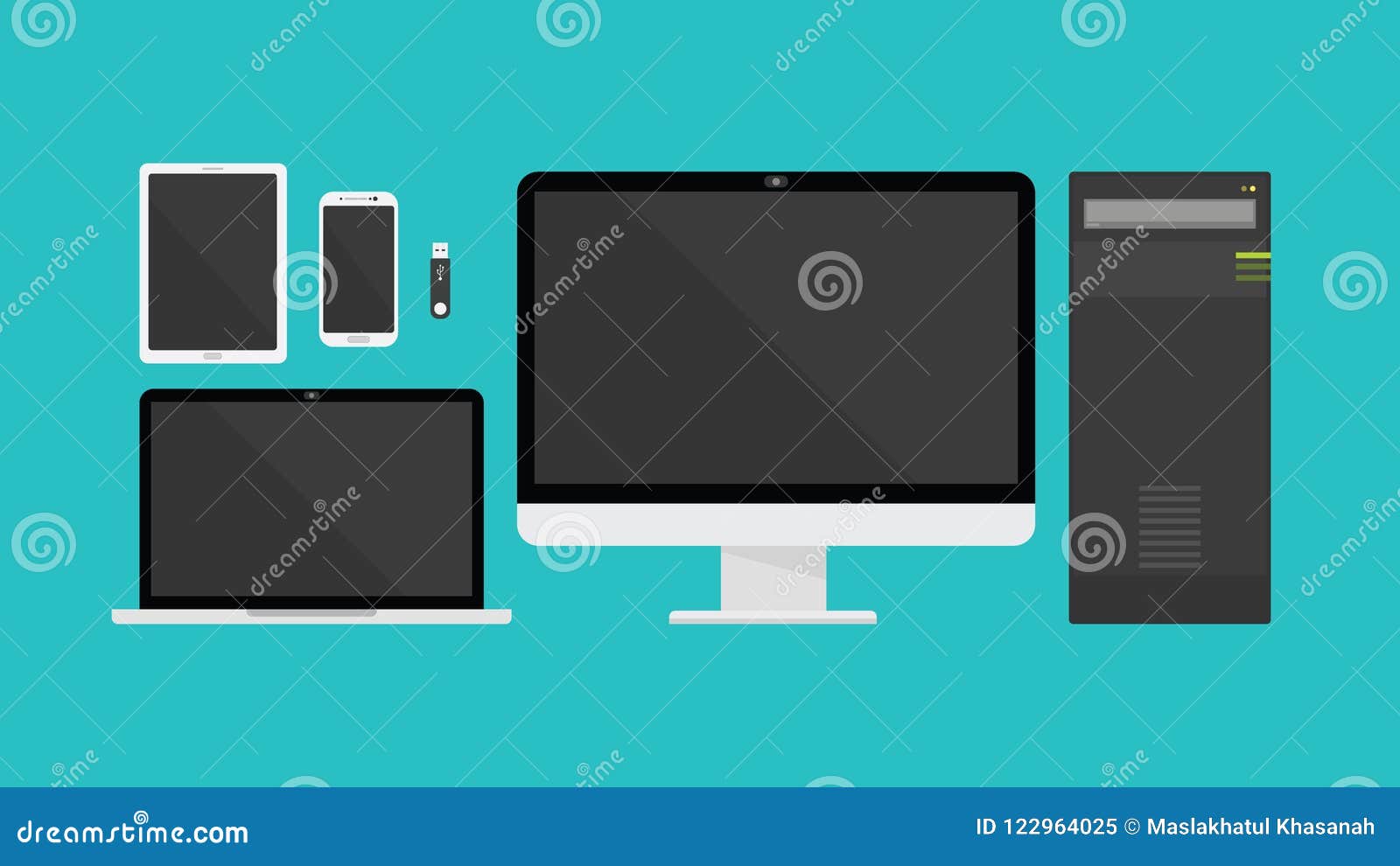 Gadget Technology Collection with Flat Style Stock Illustration ...