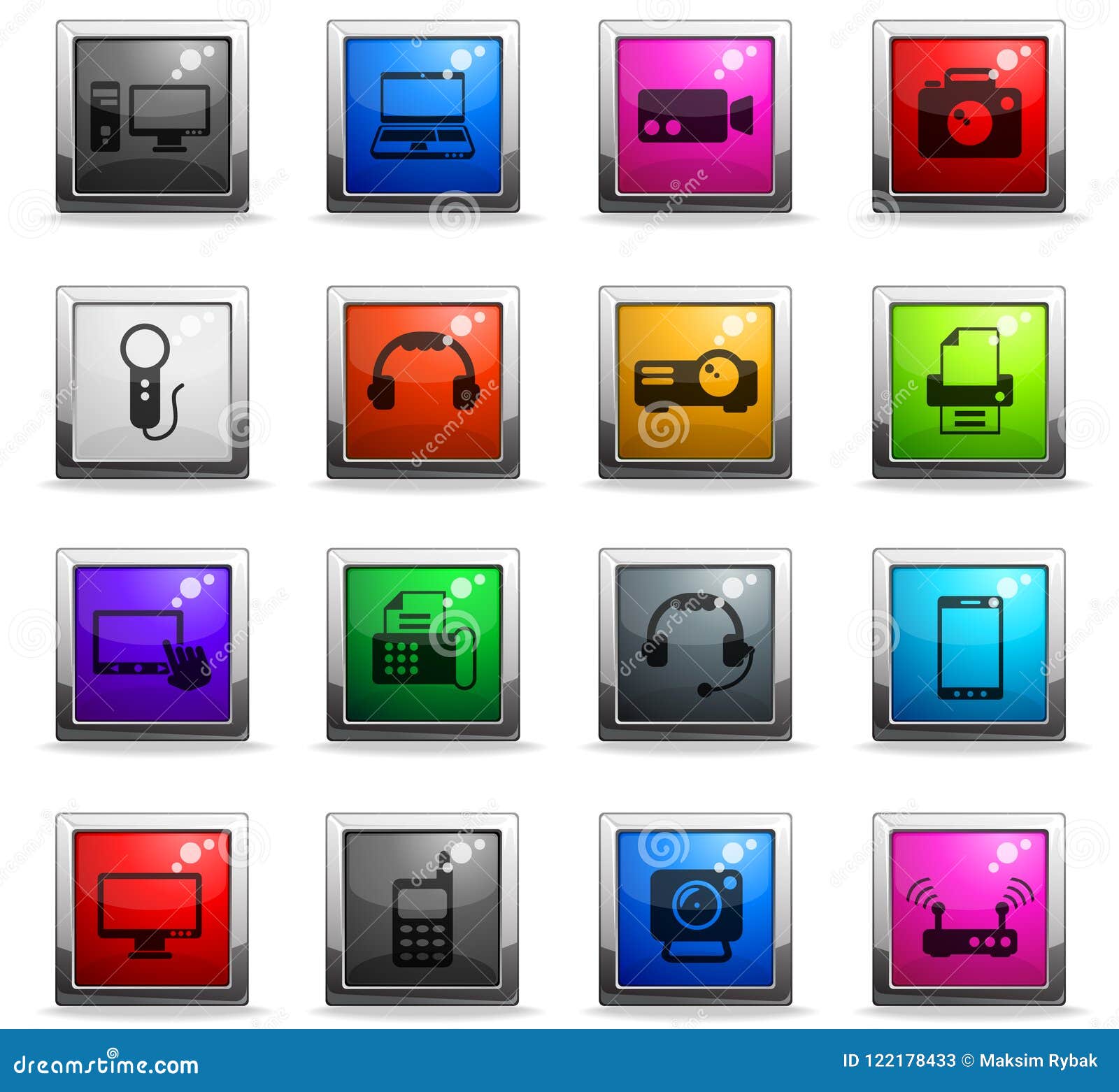 Gadget icon set stock vector. Illustration of camera - 122178433