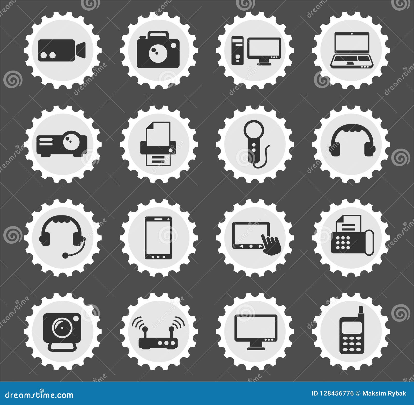 Gadget icon set stock vector. Illustration of mark, monitor - 128456776