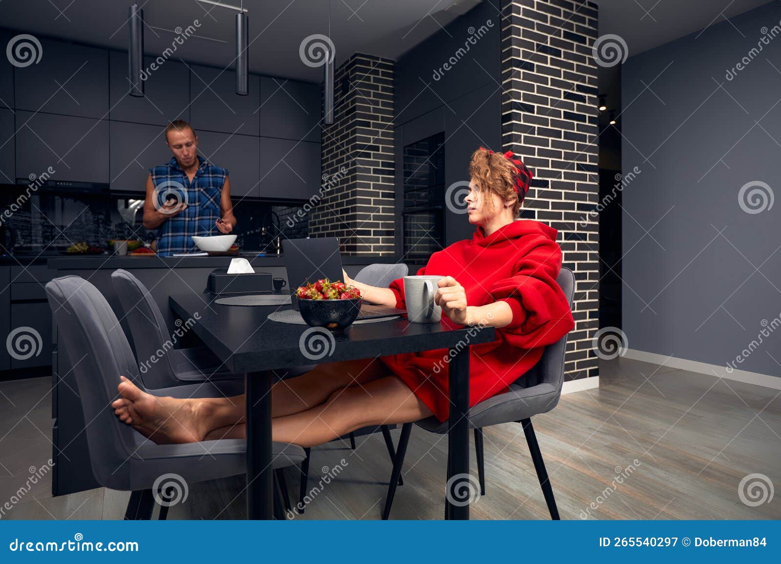 Gadgets Addiction. Young Family Holding and Using Different Electronic ...