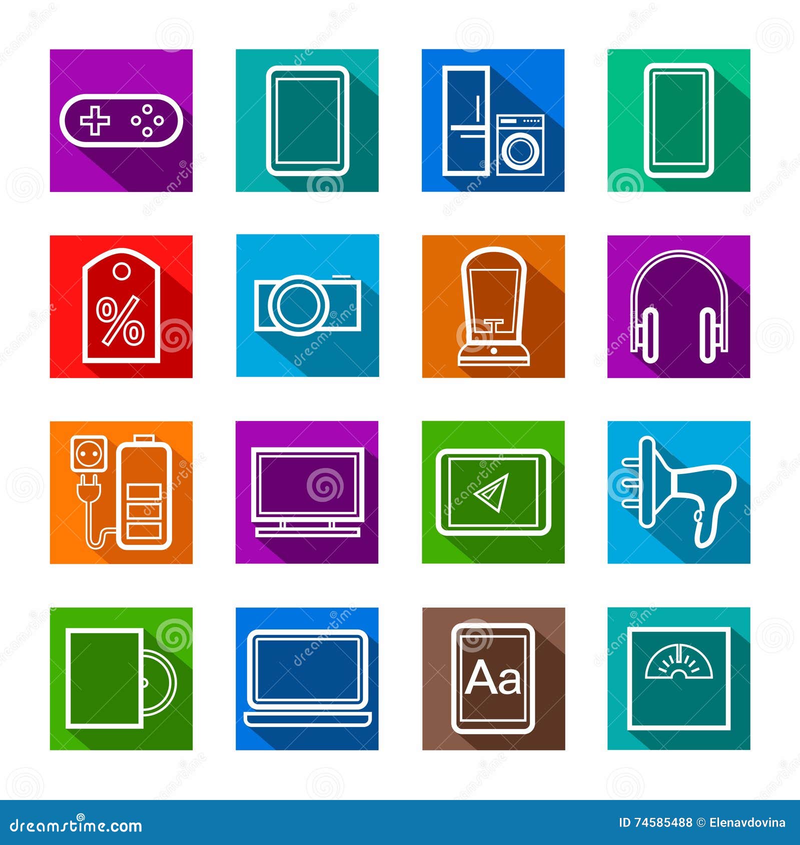 Gadgets, Appliances, Colored, Flat Outline Icons. Stock Vector ...
