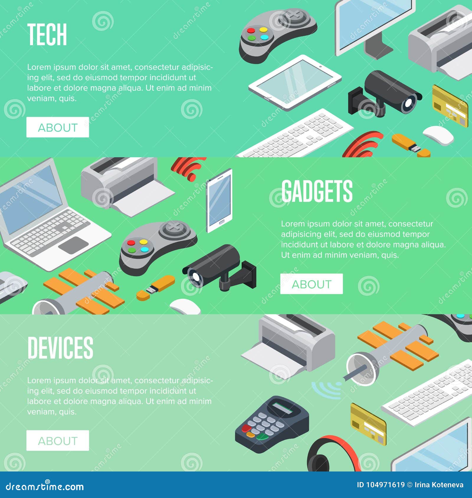 Gadgets and Computer Devices Isometric Posters Stock Vector ...