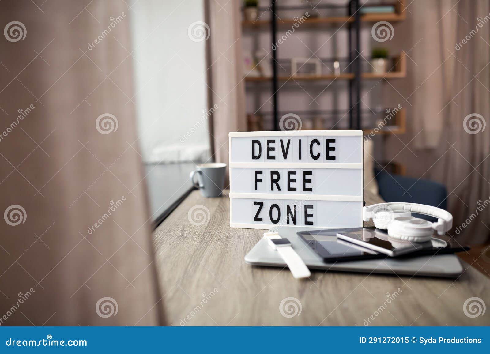 Gadgets and Device Free Zone Words on Light Box Stock Image - Image of ...