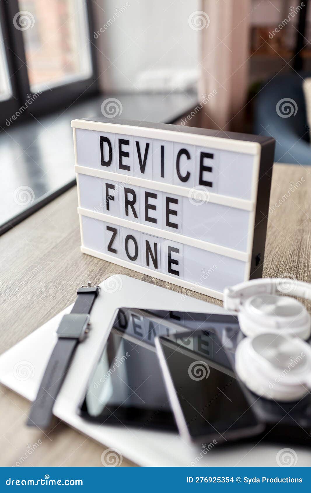 Gadgets and Device Free Zone Words on Light Box Stock Photo - Image of ...