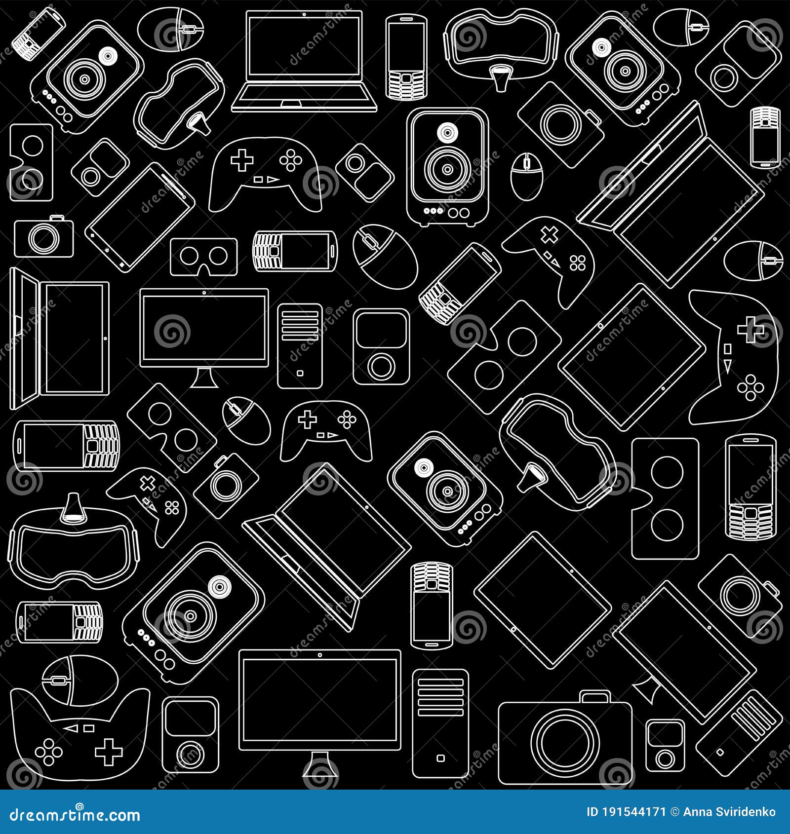 Gadgets and Devices Pattern Collection Stock Illustration ...