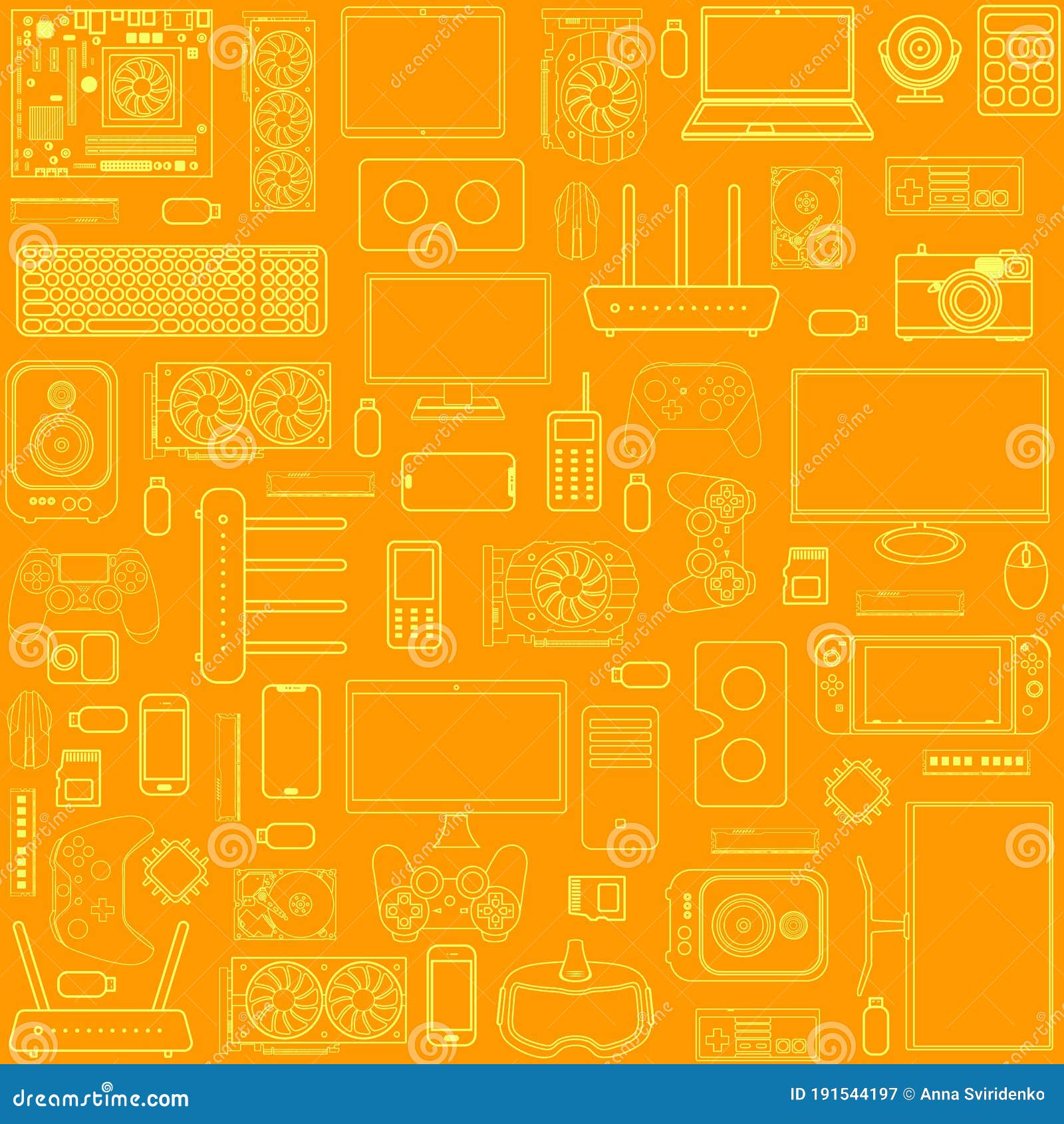 Gadgets and Devices Pattern Collection Stock Illustration ...