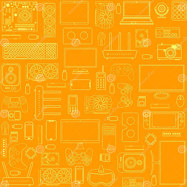 Gadgets and Devices Pattern Collection Stock Illustration ...