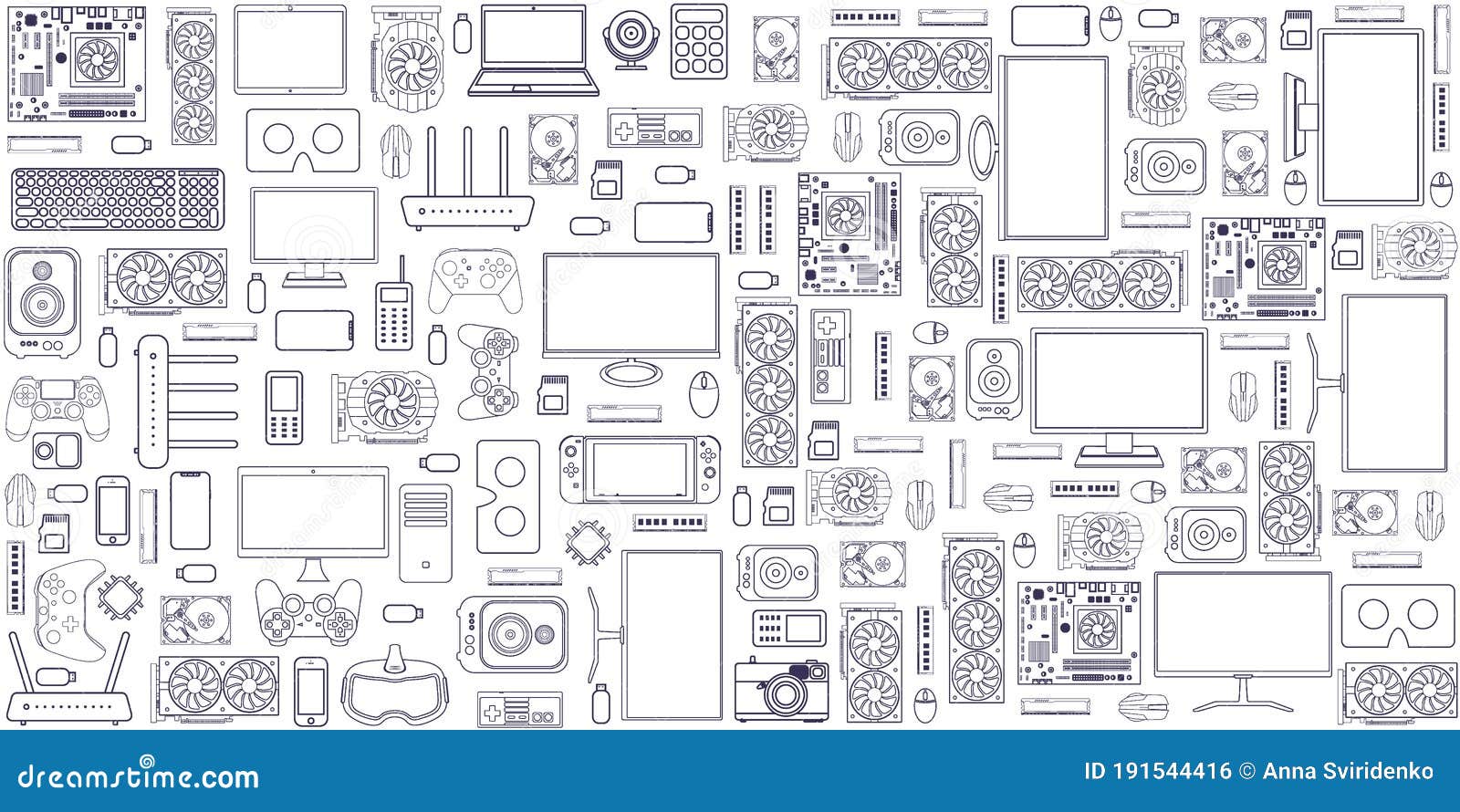 Gadgets and Devices Pattern Collection Stock Illustration ...