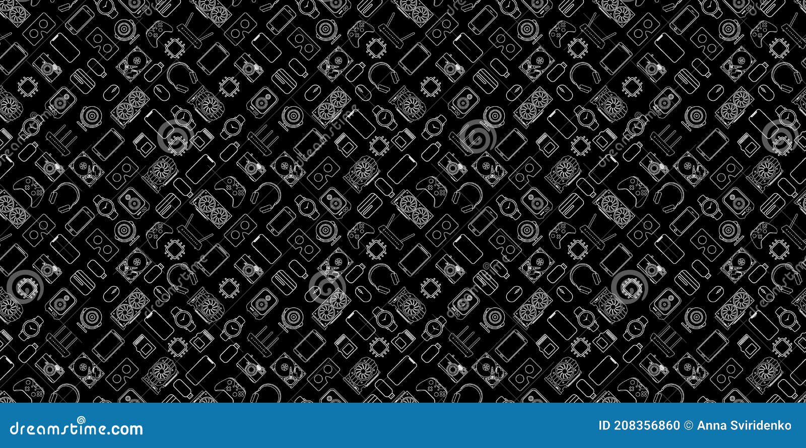 Gadgets and Devices Pattern Collection Stock Illustration ...
