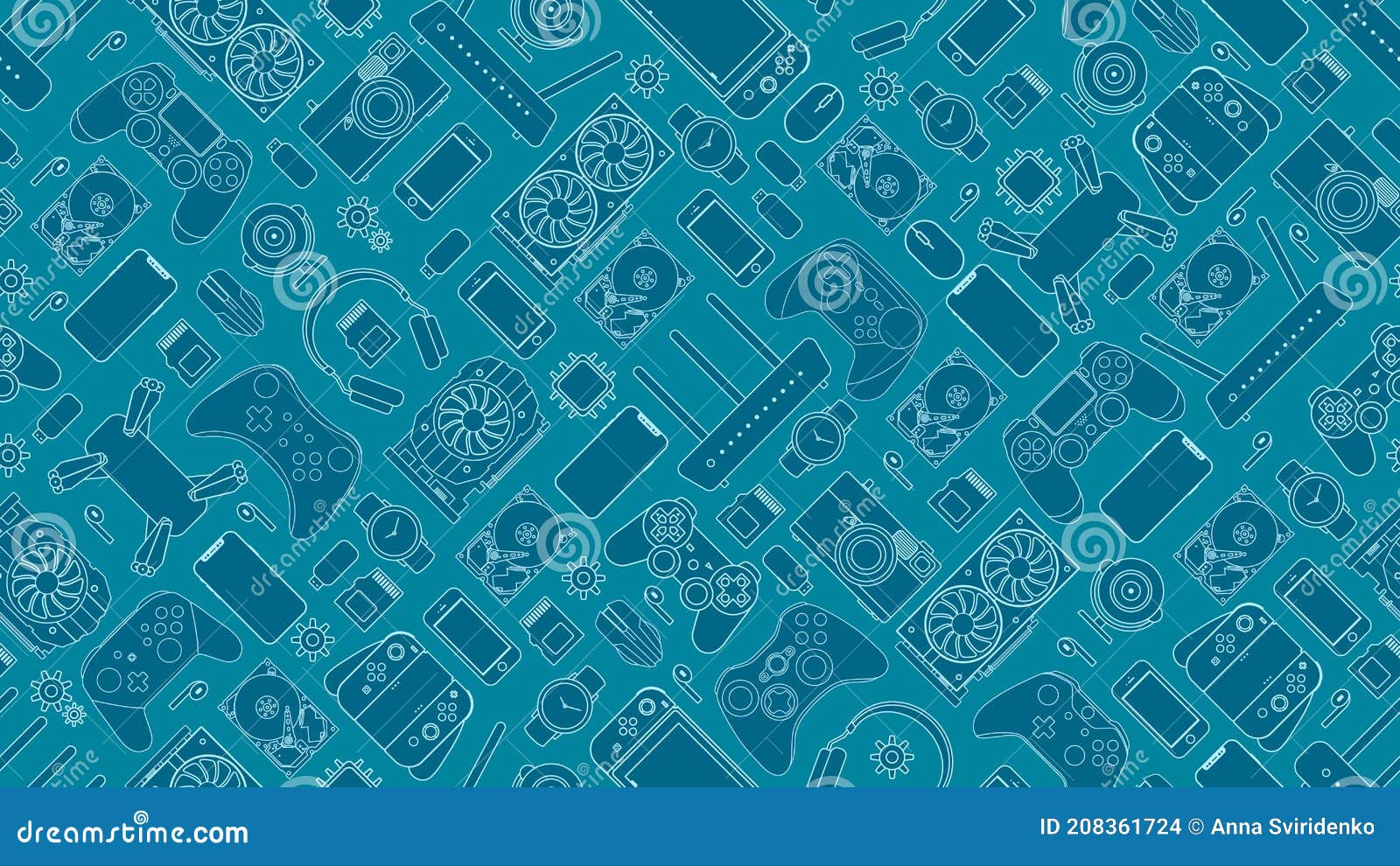 Gadgets and Devices Pattern Collection Stock Illustration ...