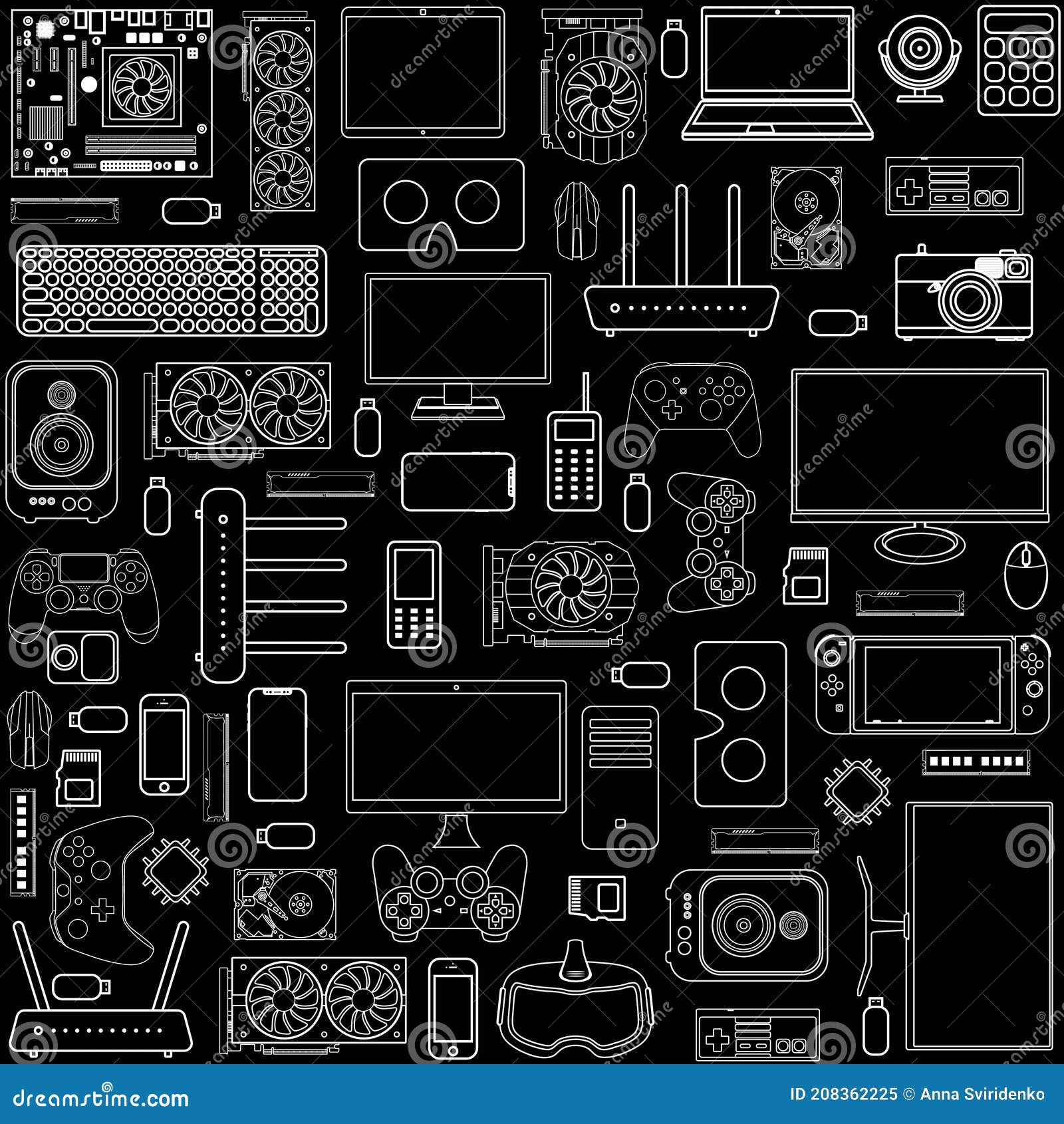 Gadgets and Devices Pattern Collection Stock Illustration ...