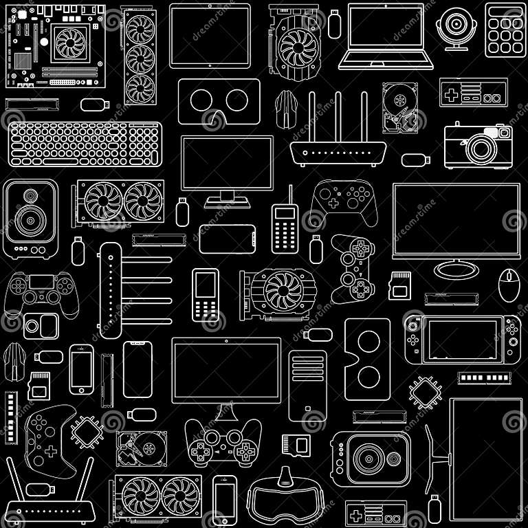 Gadgets and Devices Pattern Collection Stock Illustration ...