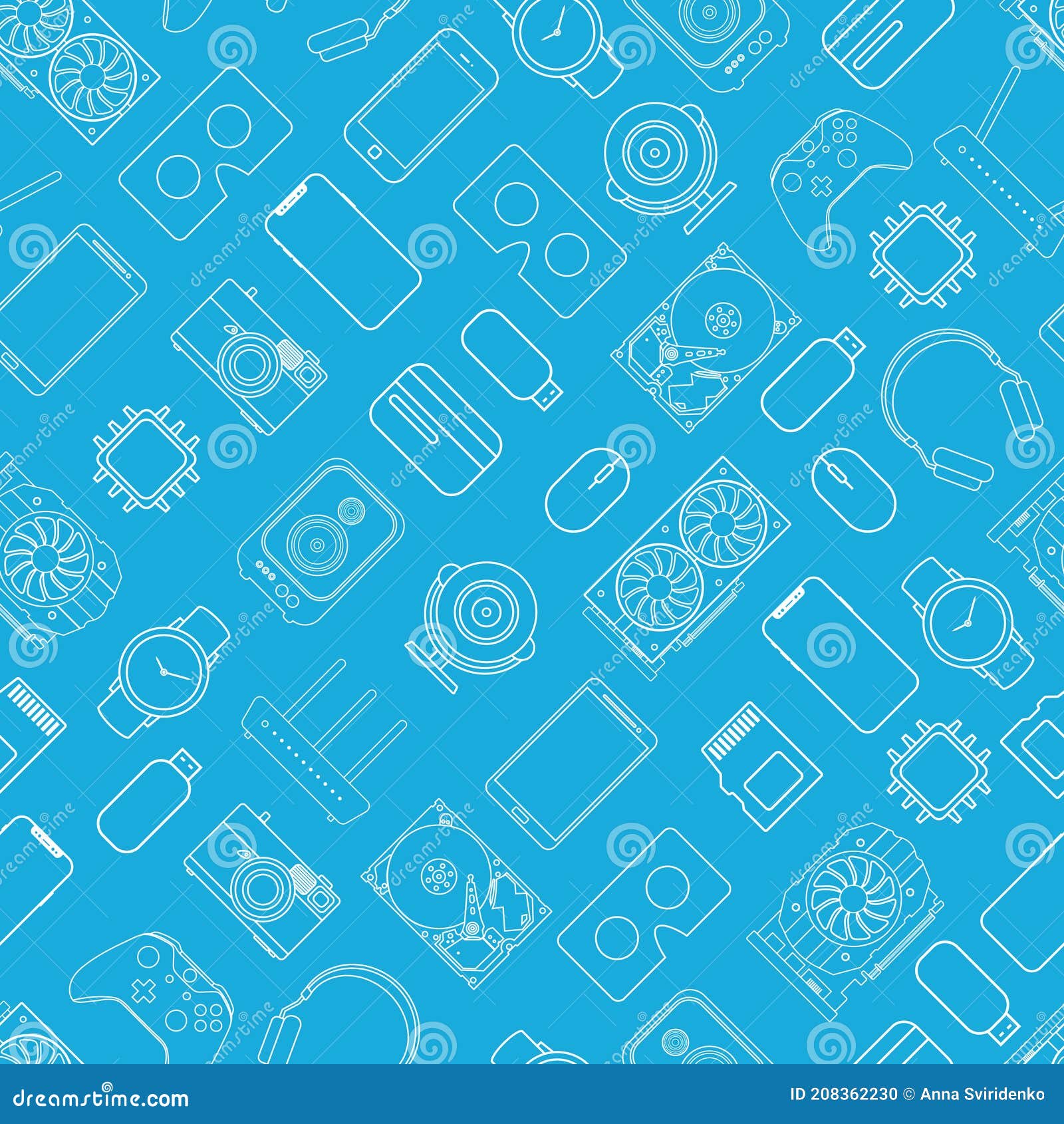 Gadgets and Devices Pattern Collection Stock Illustration ...