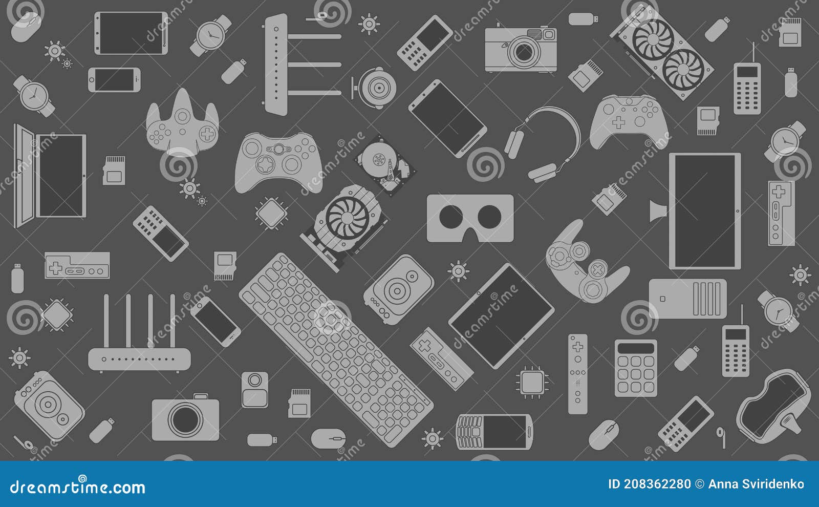 Gadgets and Devices Pattern Collection Stock Illustration ...