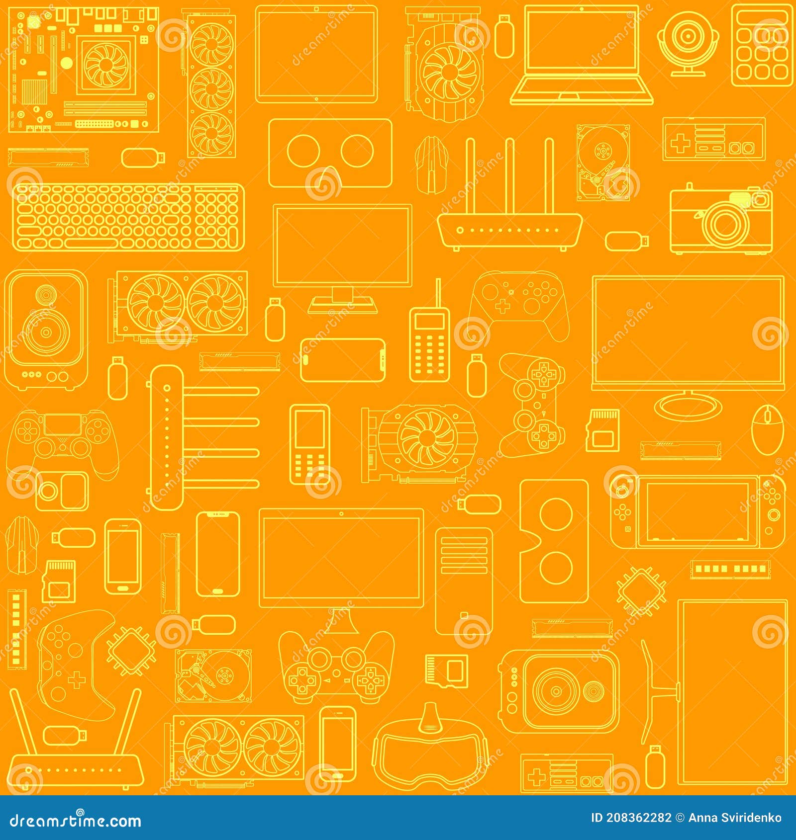 Gadgets and Devices Pattern Collection Stock Illustration ...