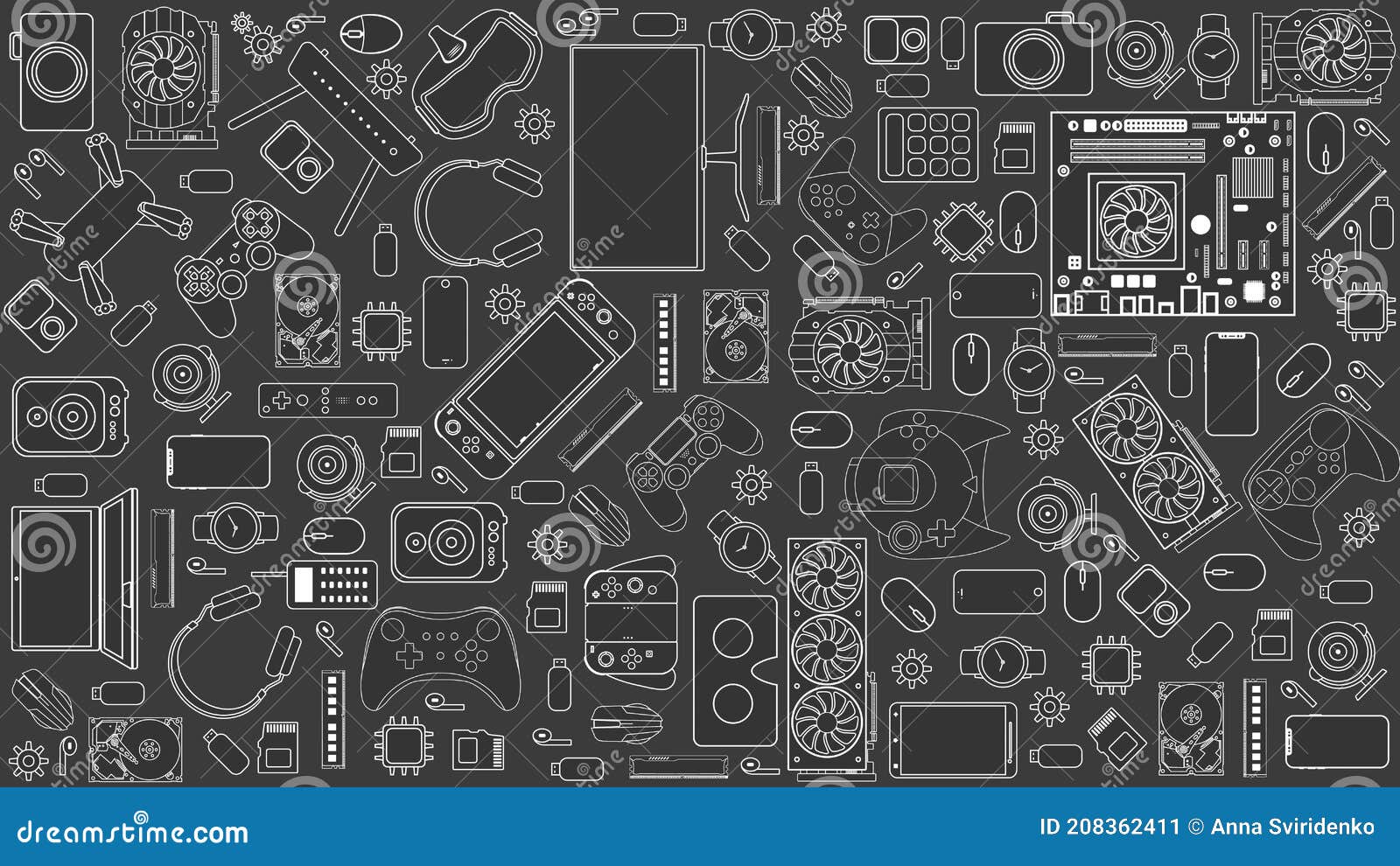 Gadgets and Devices Pattern Collection Stock Illustration ...