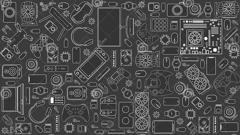 Gadgets and Devices Pattern Collection Stock Illustration ...