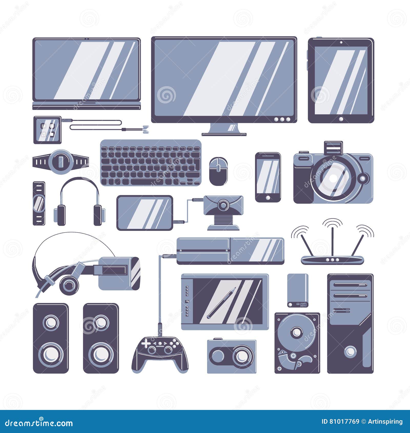 Gadgets icons set. stock vector. Illustration of devices - 81017769