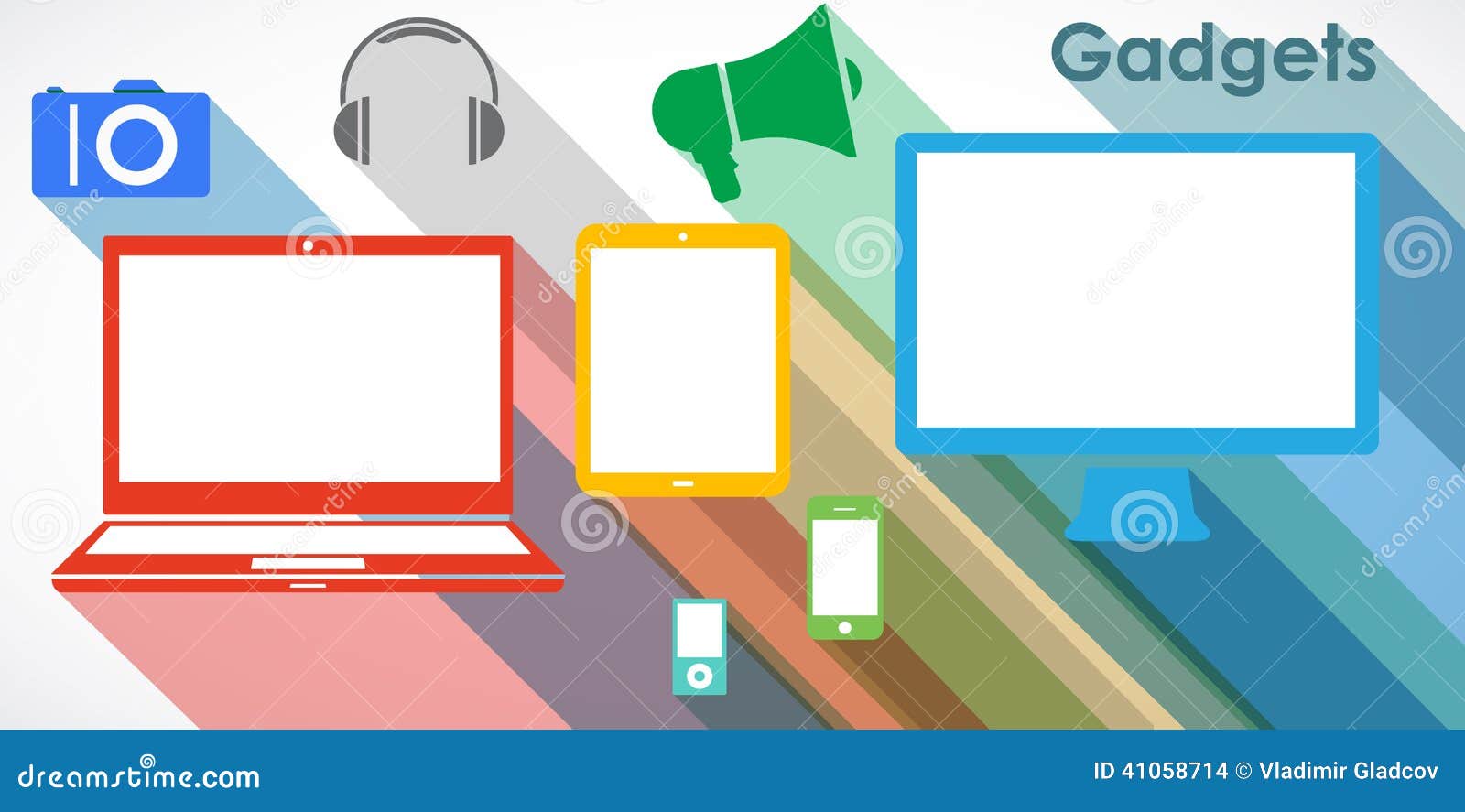 Gadgets - icons set stock vector. Illustration of blue - 41058714