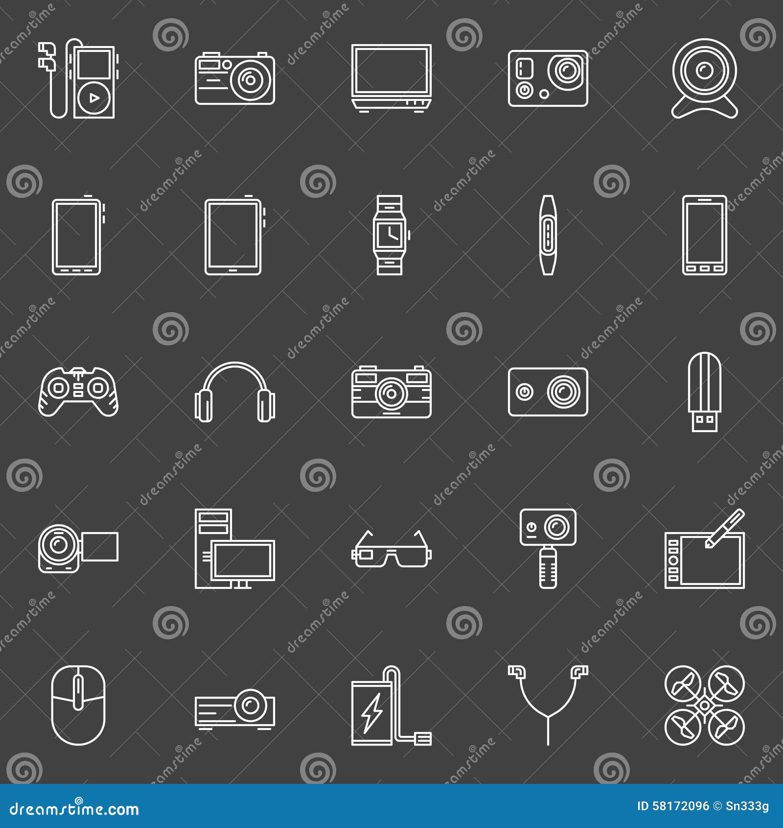 Gadgets icons set stock vector. Illustration of display - 58172096