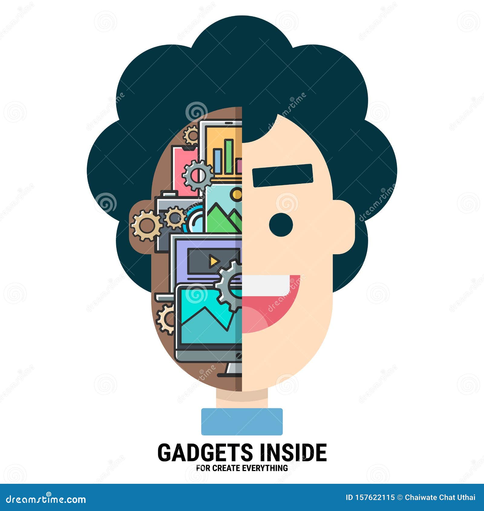 Gadgets Inside My Head for Create Everything Stock Vector ...