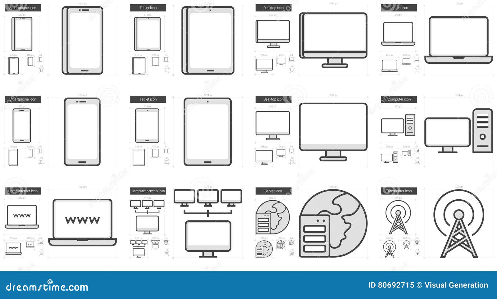 Gadgets line icon set. stock vector. Illustration of server - 80692715