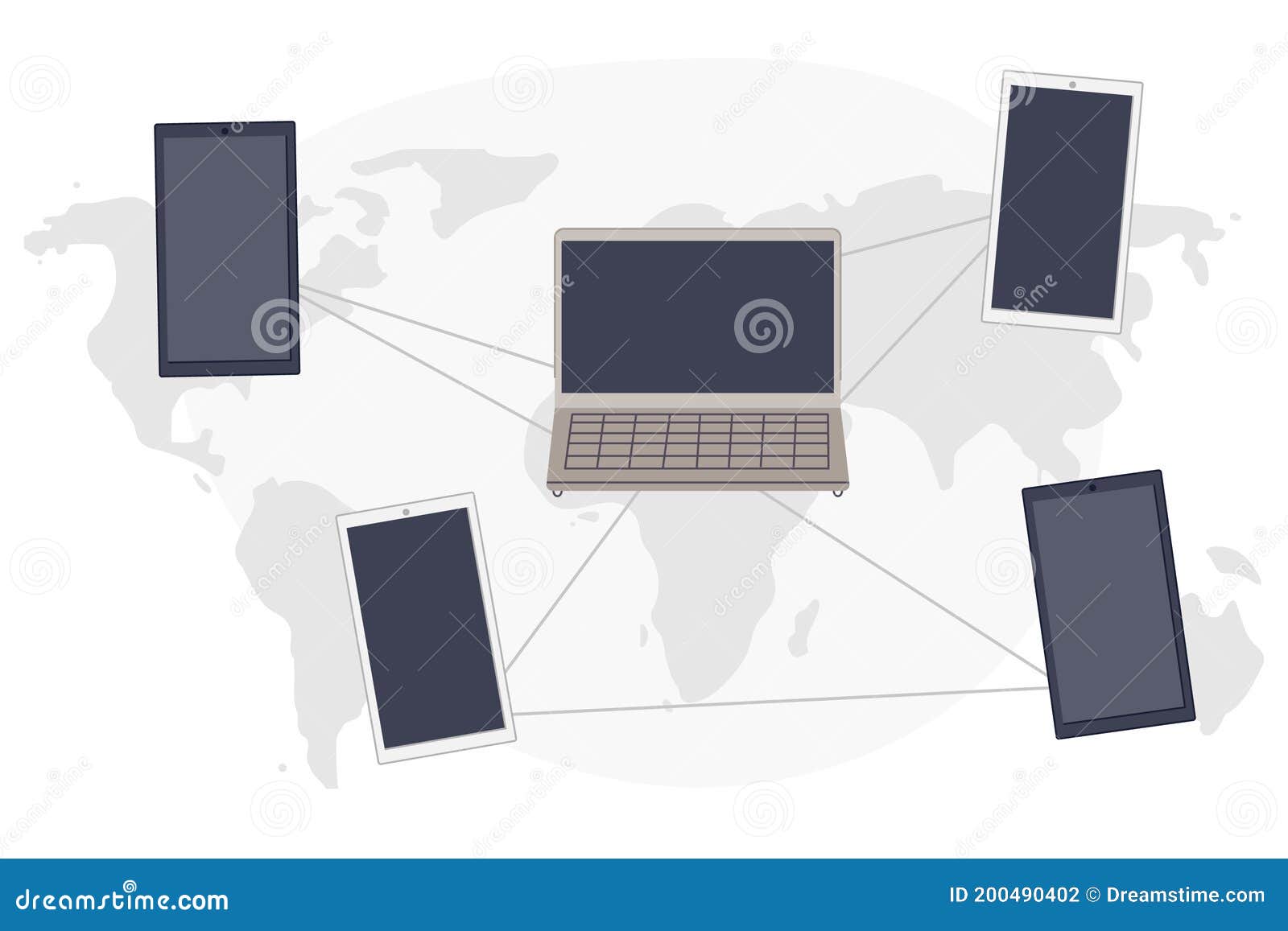 Gadgets on Map Background Vector Illustration Cartoon Stock Vector ...