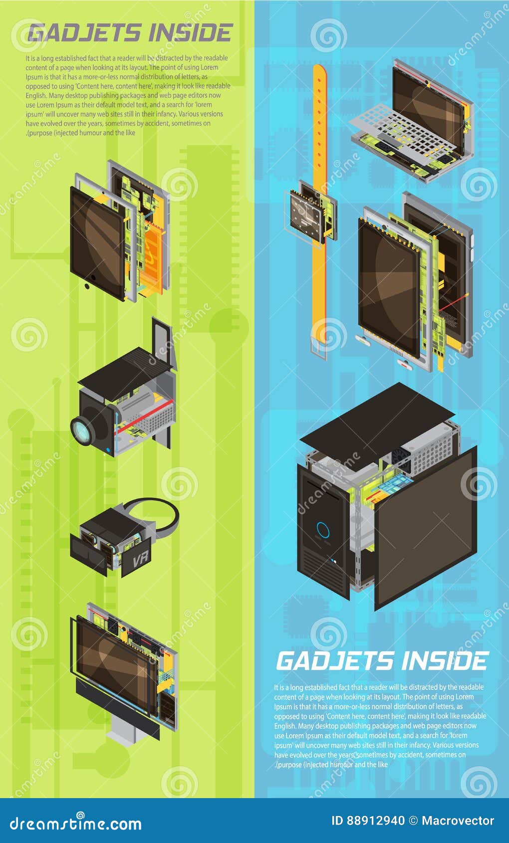 Gadgets Scheme Banner Set stock vector. Illustration of communication ...