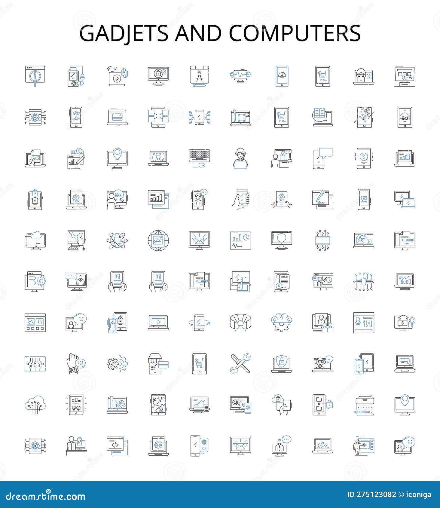 Gadjets and Computers Outline Icons Collection. Gadgets, Computers, Technology, Electronics ...