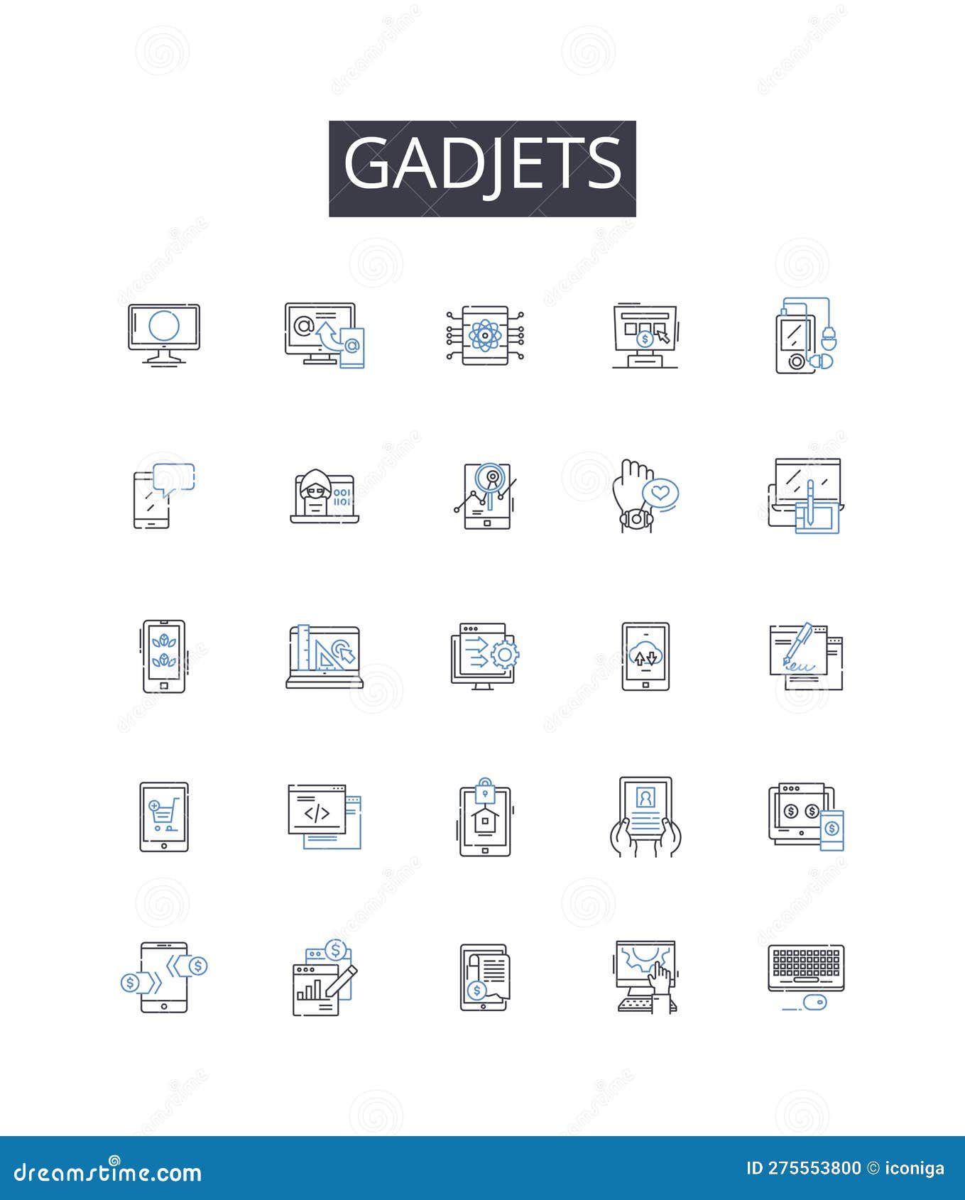 Gadjets Line Icons Collection. Electronics, Technology, Machinery ...