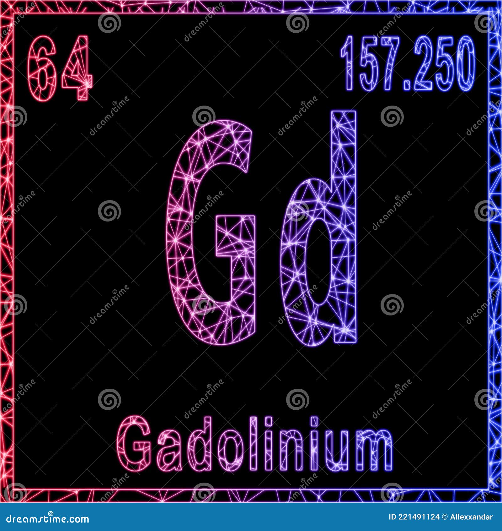 Gadolinium As Element 64 Of The Periodic Table 3D Illustration On Blue ...