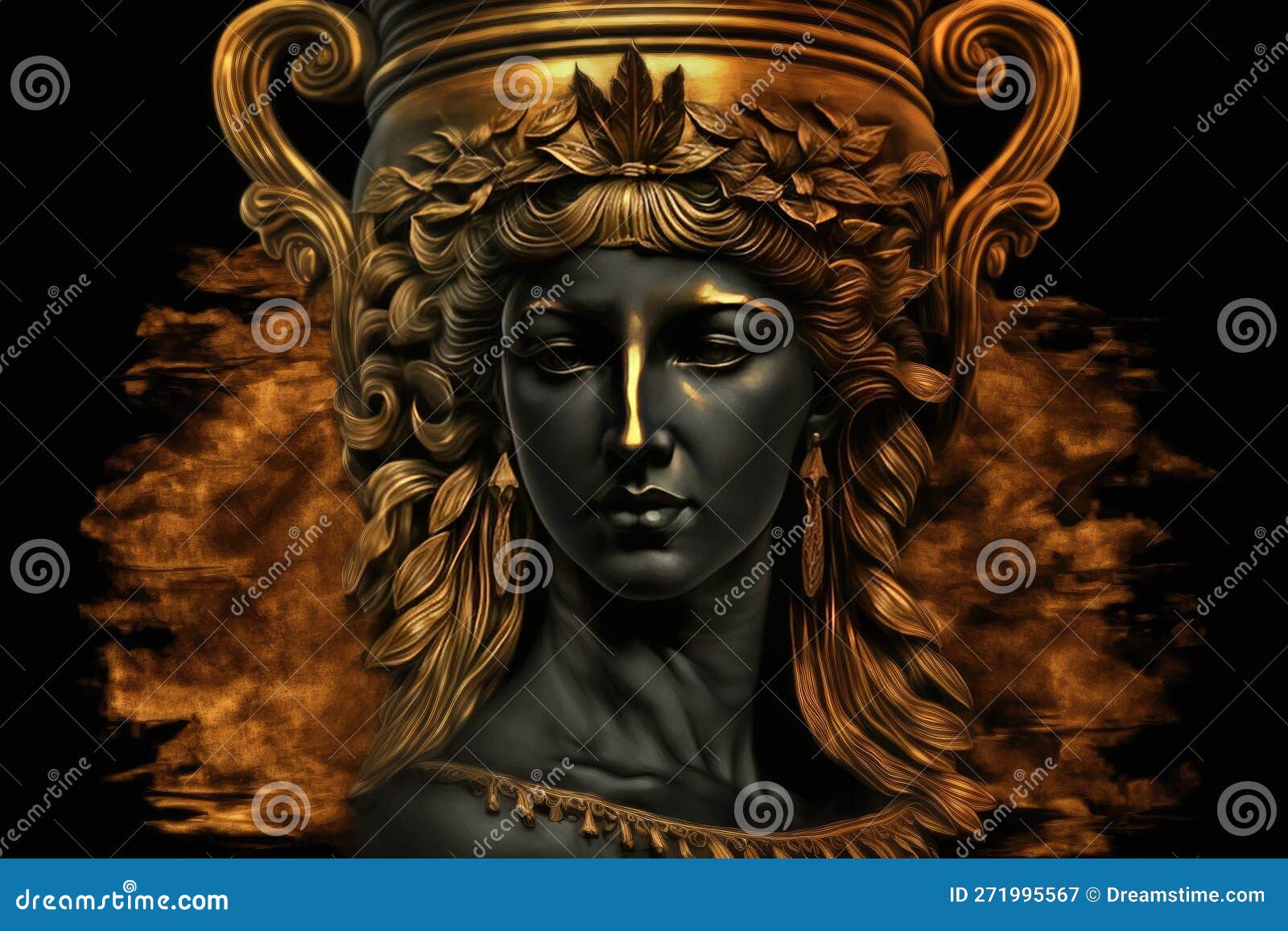 Gaea Greek Mythology God Black Gold Vase by Generative AI Stock ... Gaea Greek Mythology God Black Gold Vase by Generative AI Stock ...