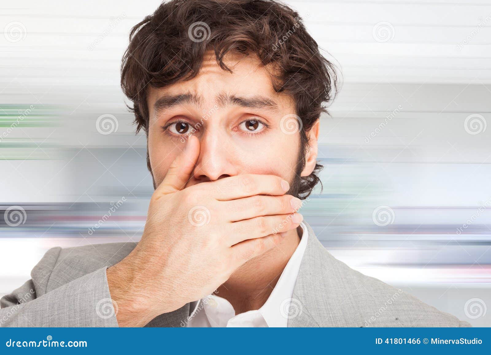 Gaffe: Young Man with His Hand on His Mouth Stock Photo - Image of ...