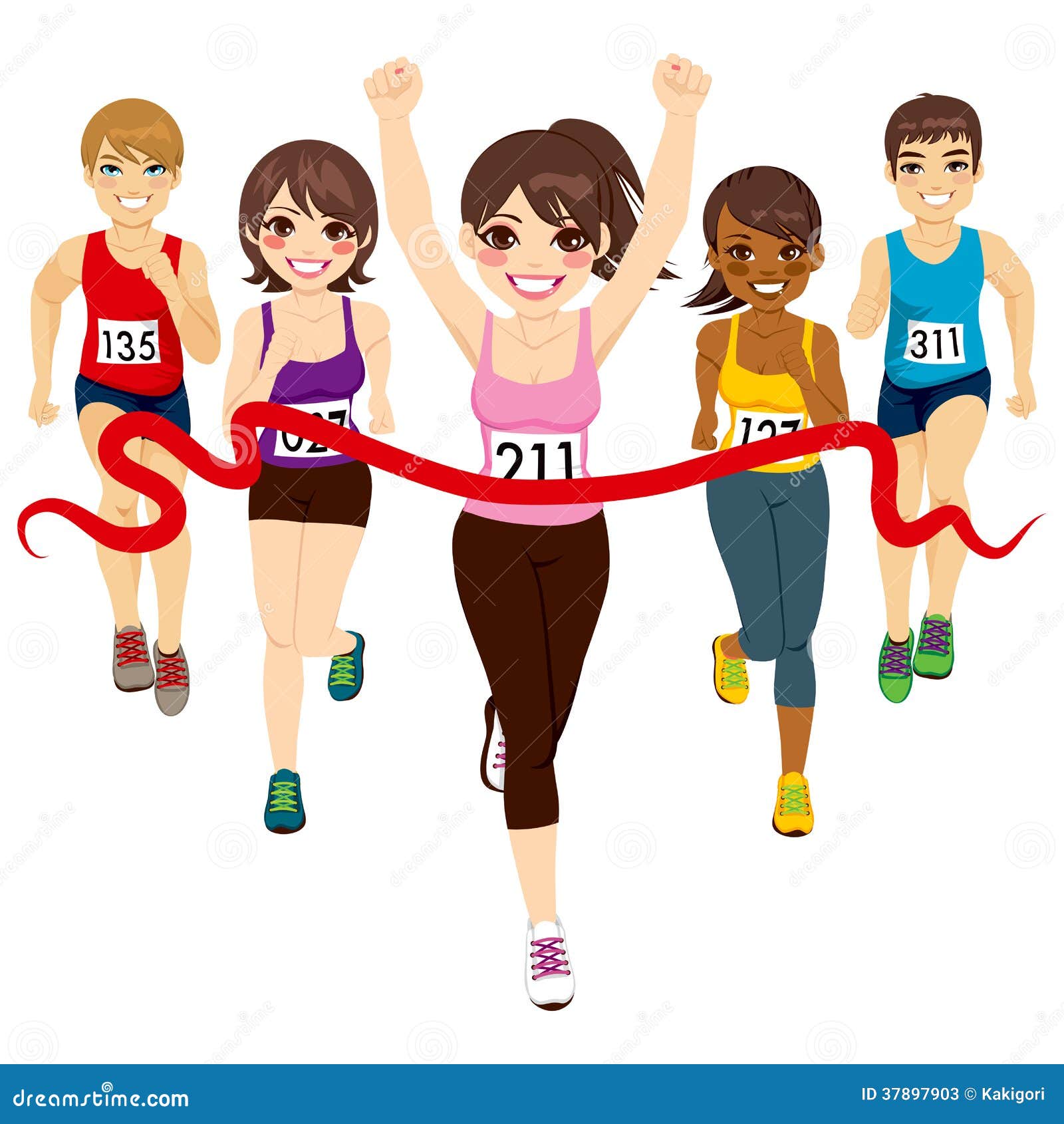 Gagnant Féminin De Marathon Illustration de Vecteur - Illustration du ...