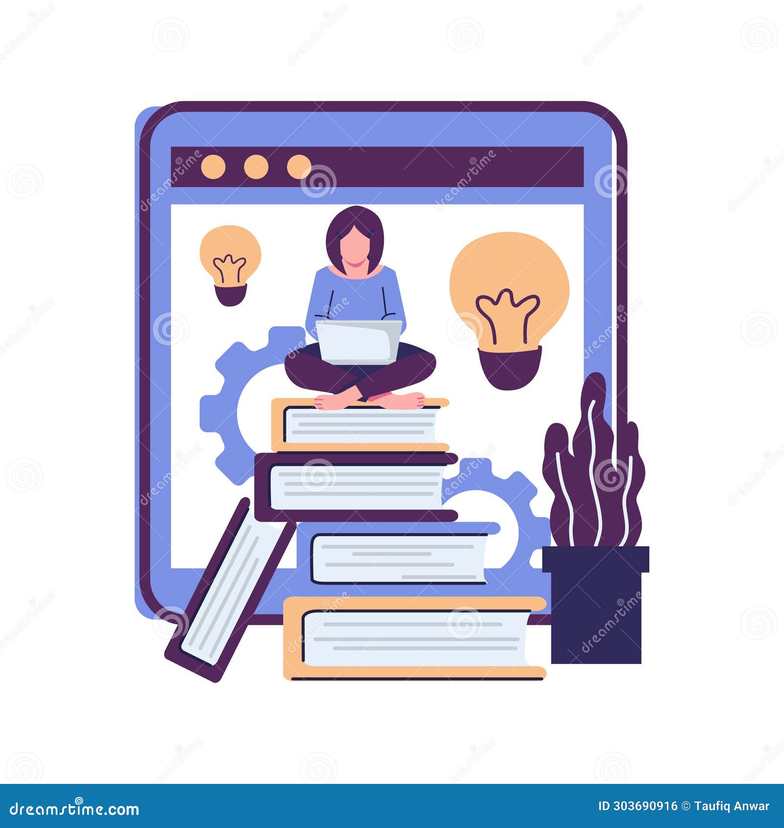Gain Knowledge Flat Style Illustration Vector Design Stock Vector ...