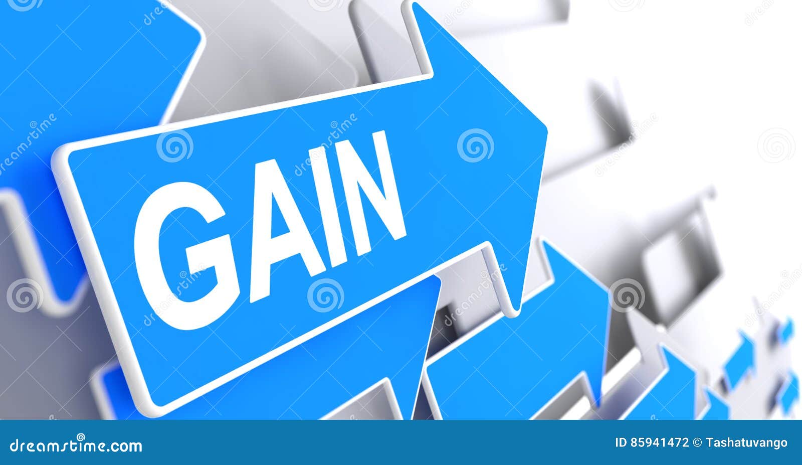 Gain - Label on Blue Pointer. 3D. Stock Illustration - Illustration of ...