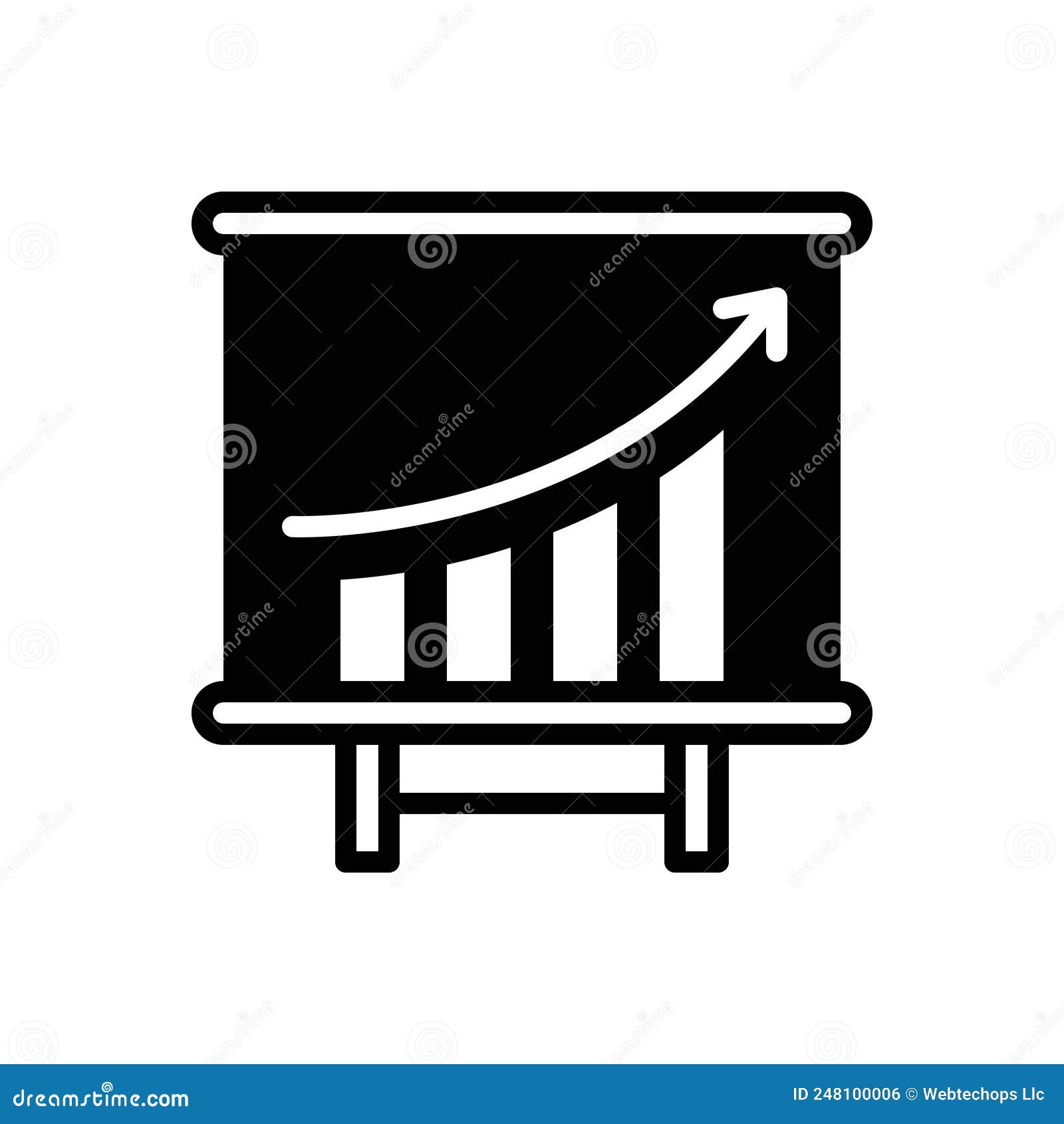 Black Solid Icon for Gained, Achievement and Chart Stock Vector ...