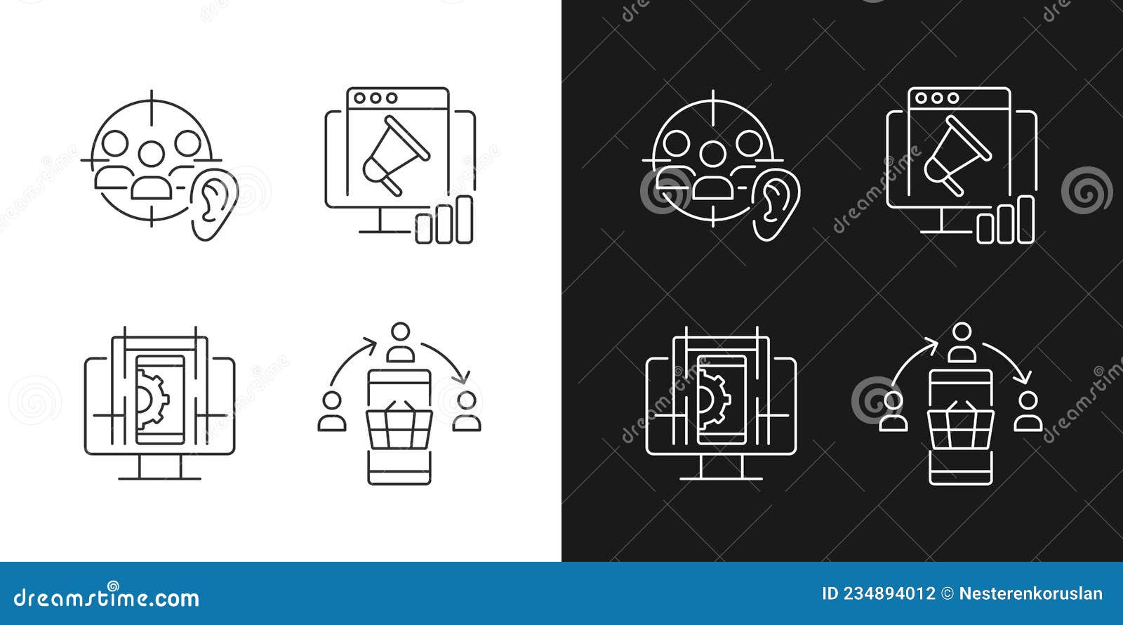 Gaining Digital Proficiency Linear Icons Set for Dark and Light Mode ...