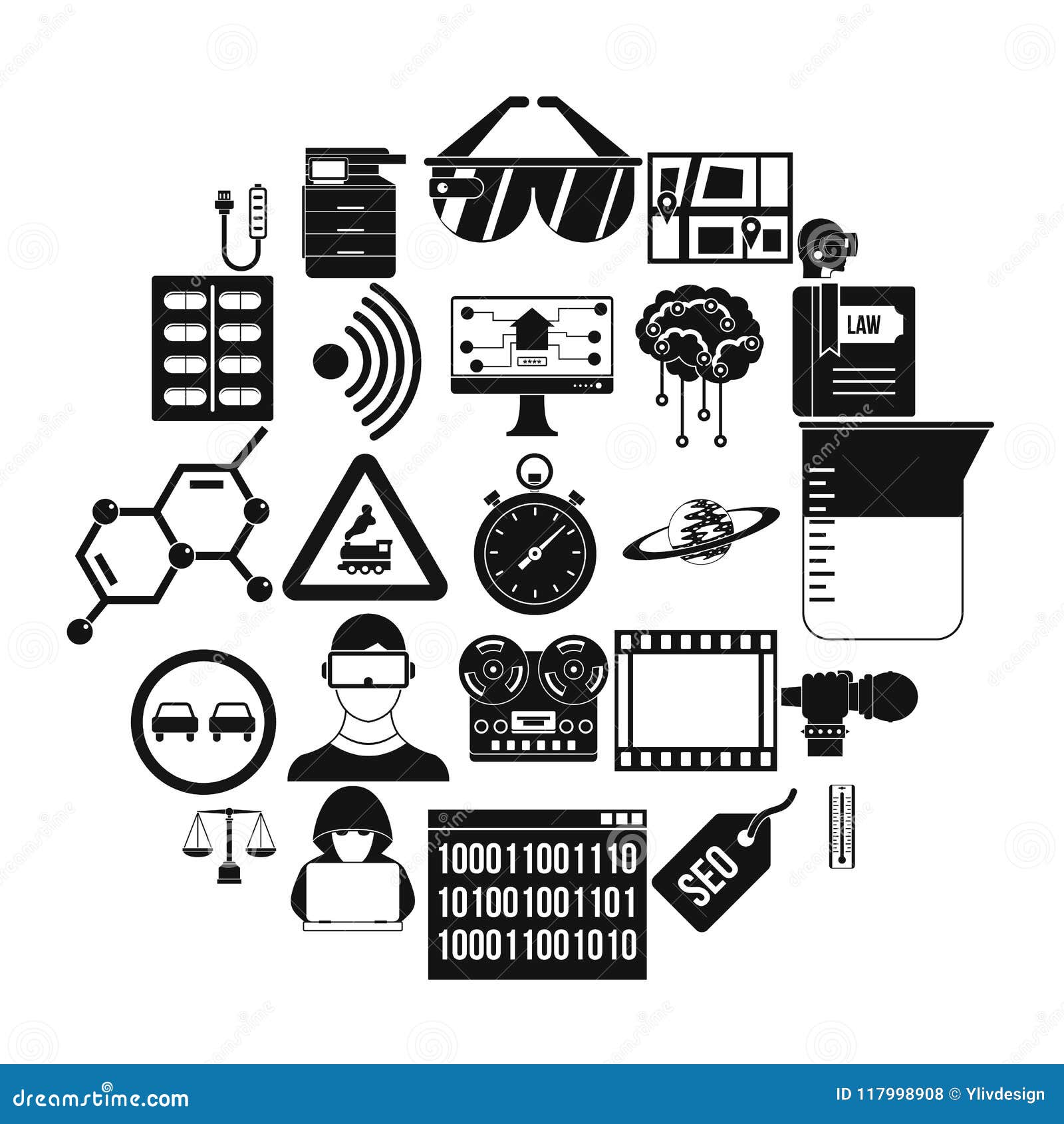 Gaining Knowledge Icons Set, Simple Style Stock Vector - Illustration ...