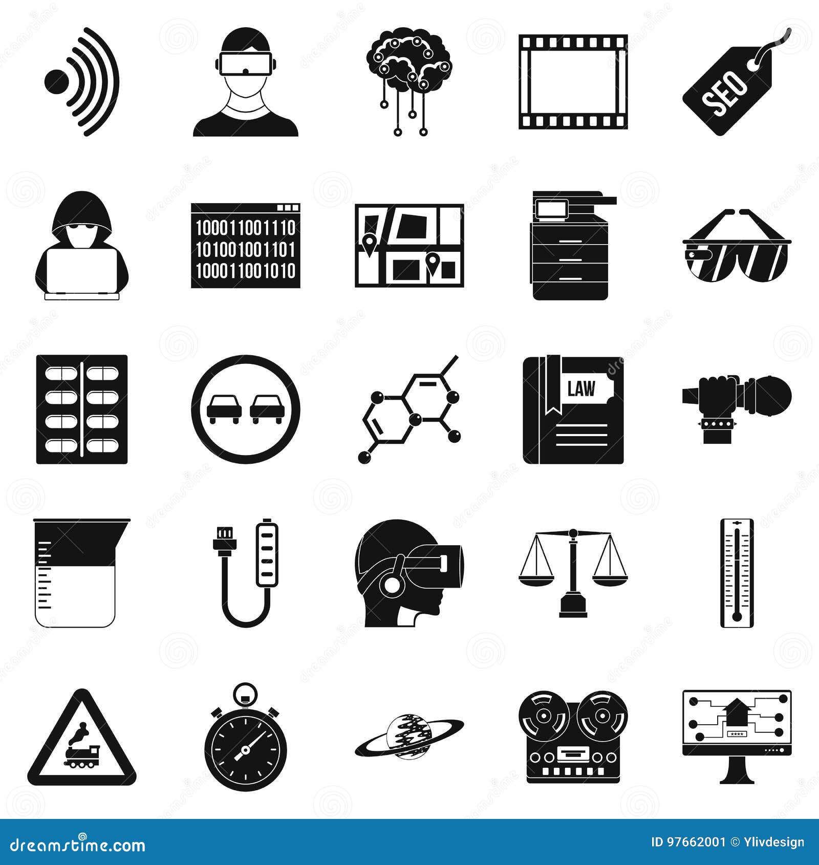 Gaining Knowledge Icons Set, Simple Style Stock Vector - Illustration ...