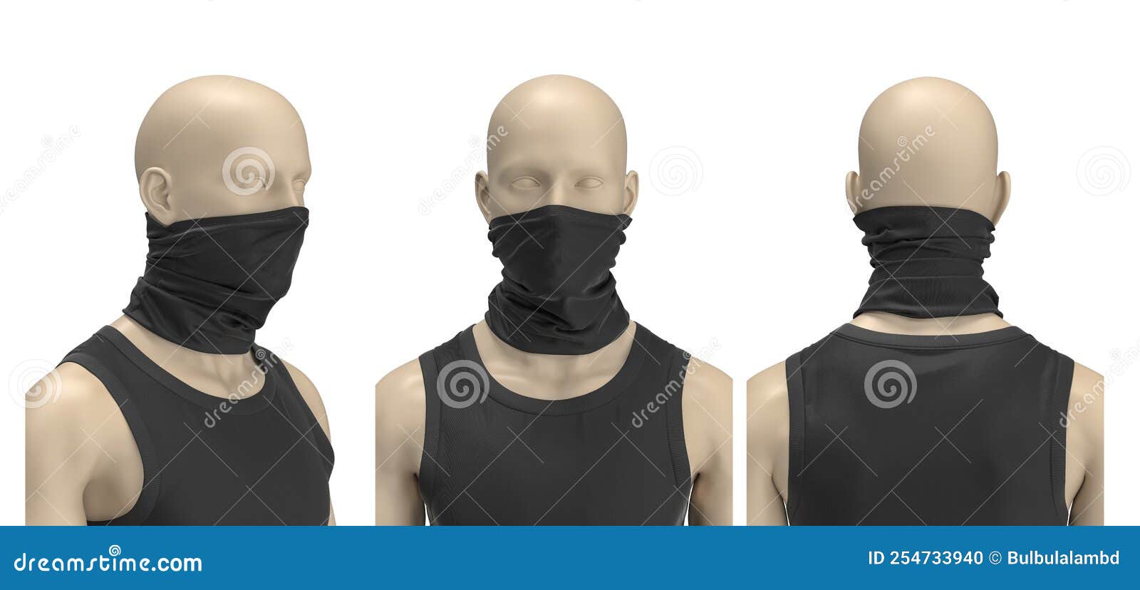 Gaiter Mockup Buff Mockup Blank Black Neck , Stock Illustration ...