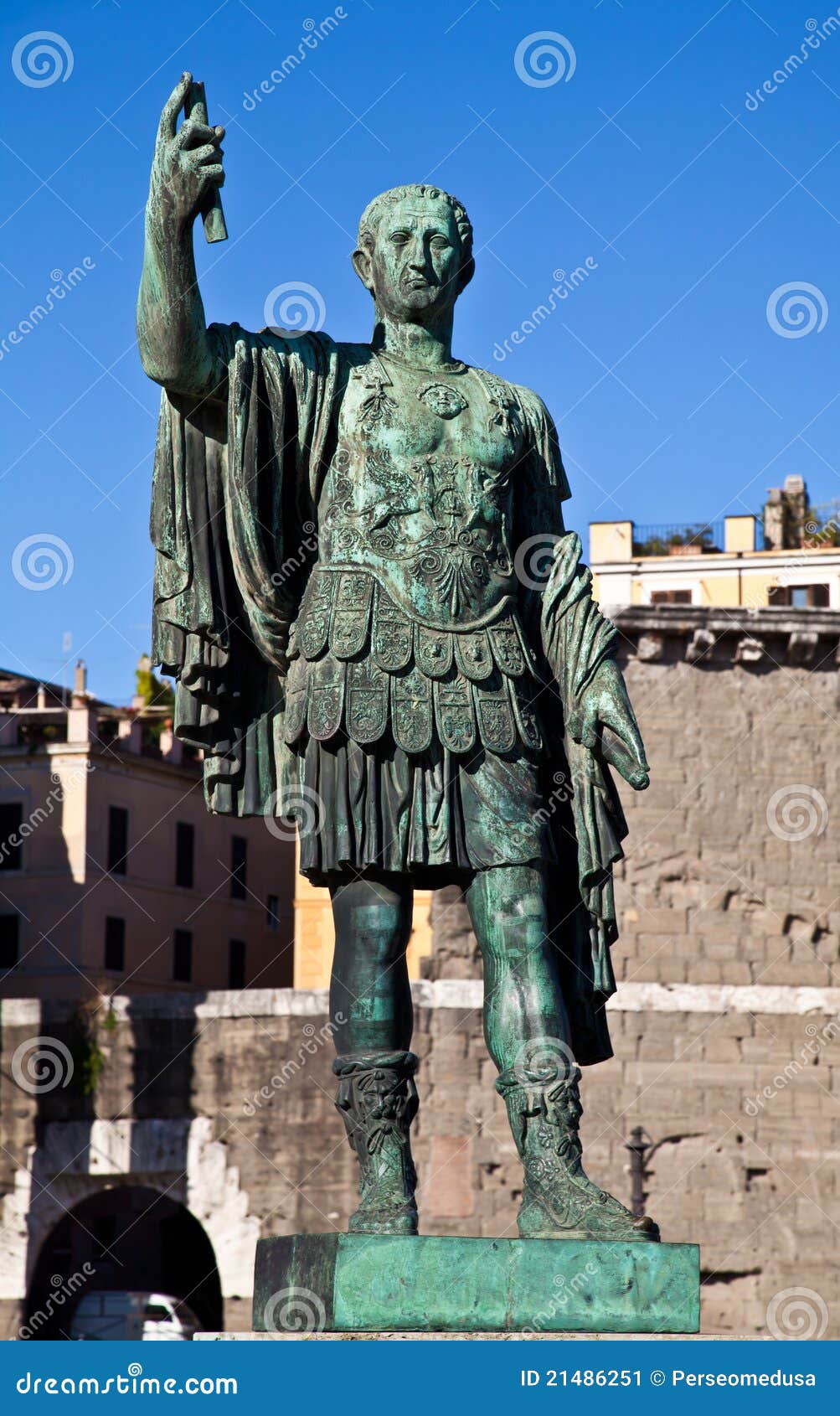 Gaius Julius Caesar Statue At Porta Palatina Gate. Piazza Cesare ...